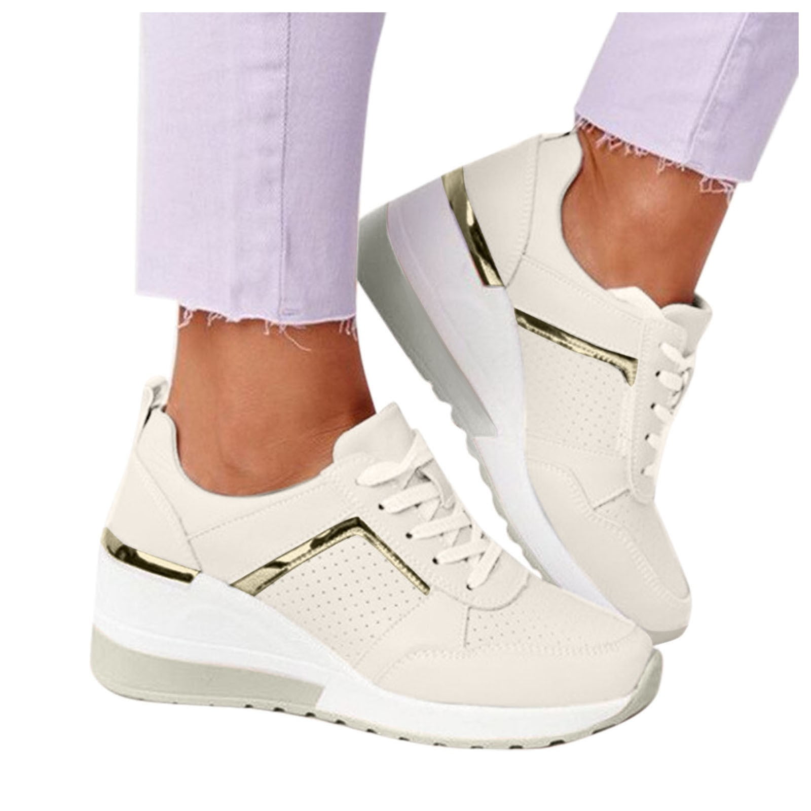 Oyedens Wedge Fashion Sneakers for Women Walking Running Tennis Shoes ...