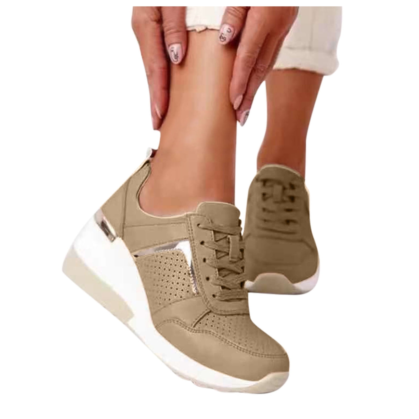Oyedens Wedge Fashion Sneakers for Women Walking Running Tennis Shoes ...