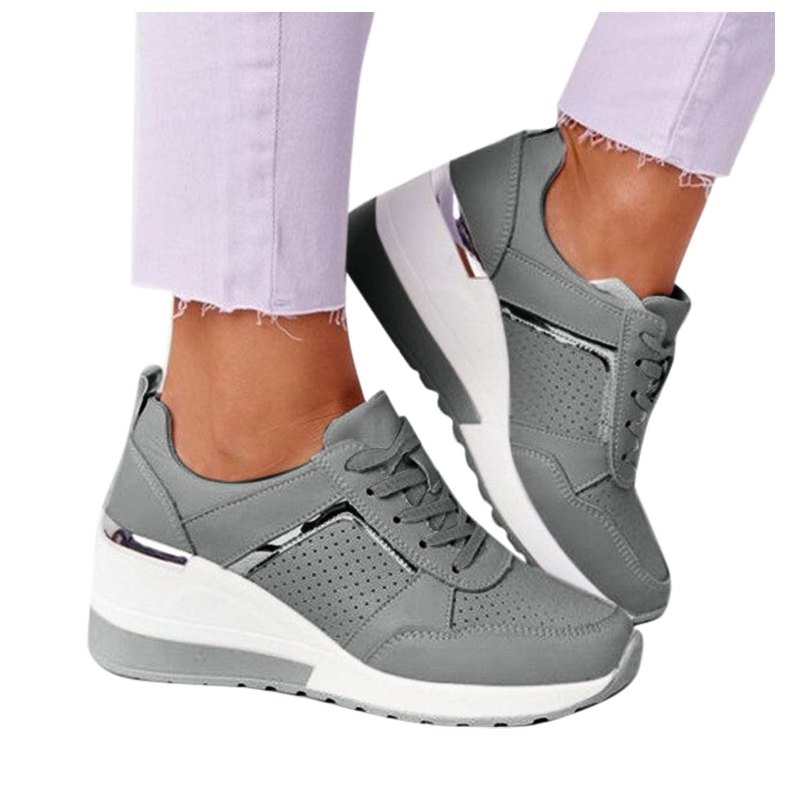 Oyedens Wedge Fashion Sneakers for Women Walking Running Tennis Shoes ...