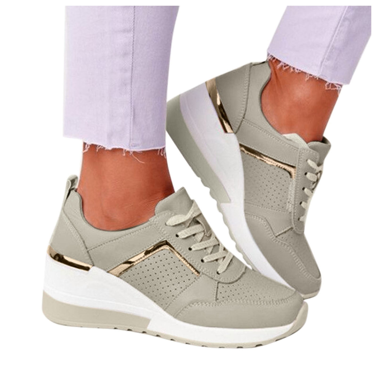 Oyedens Wedge Fashion Sneakers for Women Walking Running Tennis Shoes ...