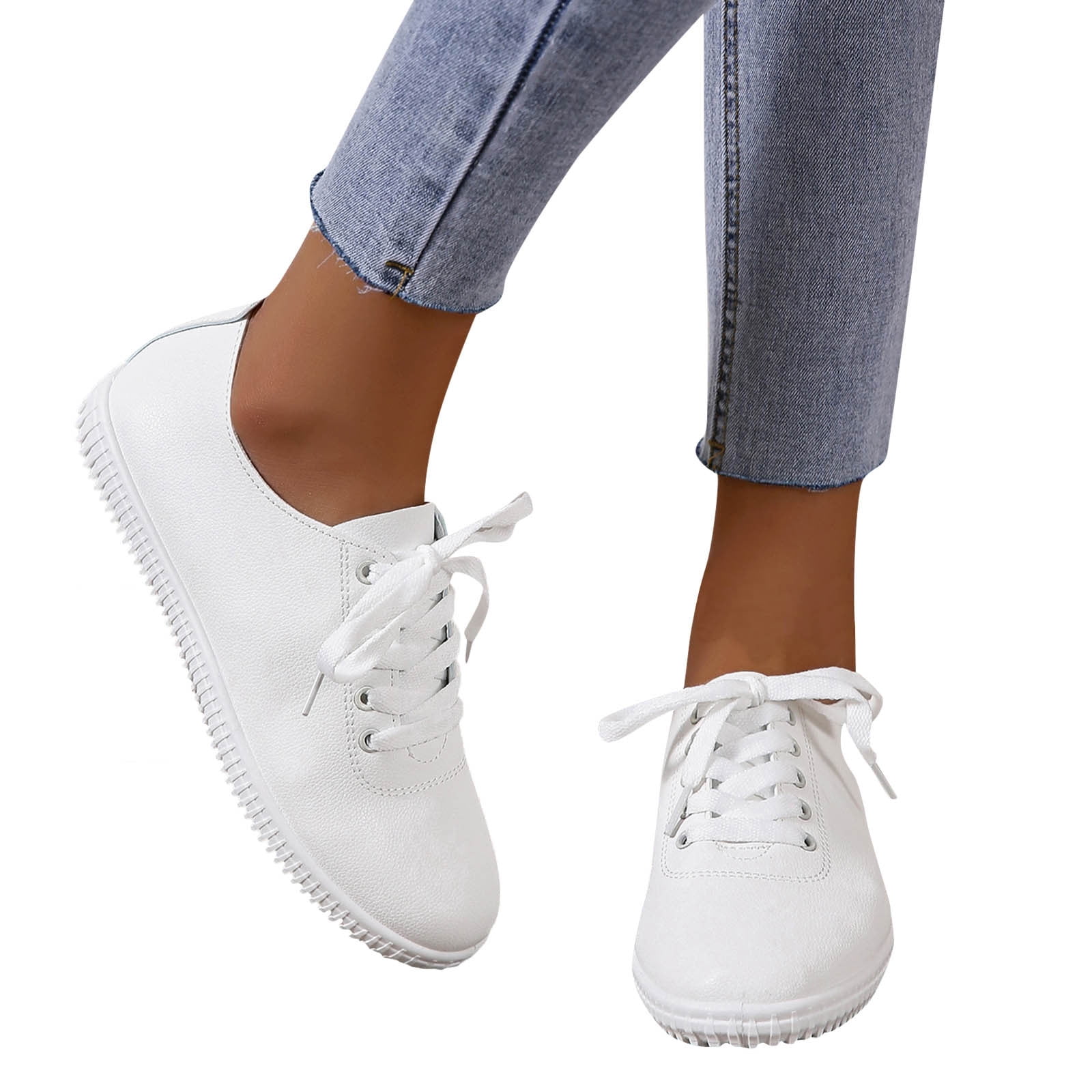 Oyedens White Canvas Shoes for Women Casual Low Top Fashion Sneakers ...