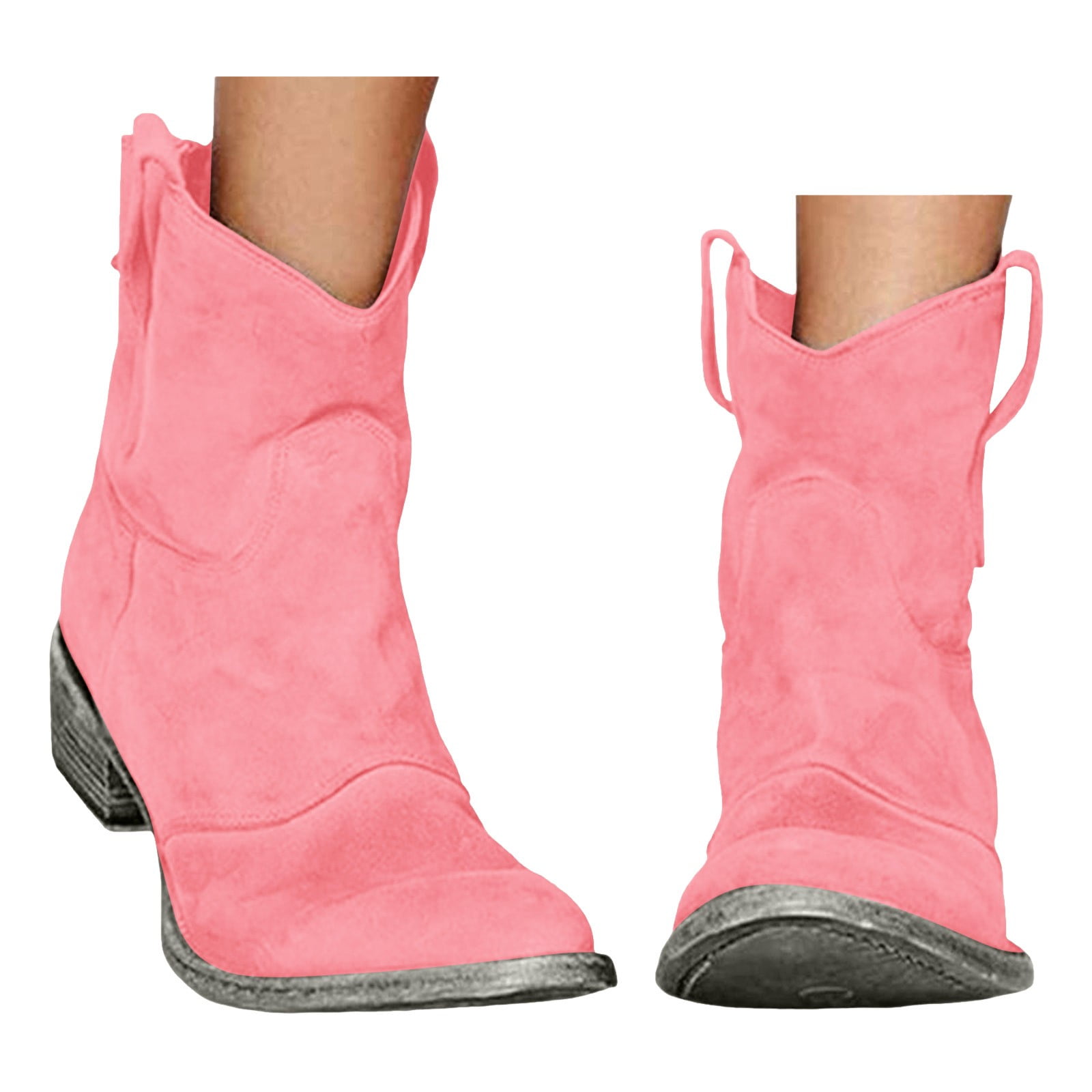 Oyedens Wide Mid Calf Cowboy Boots for Women Boho Slouchy Western ...