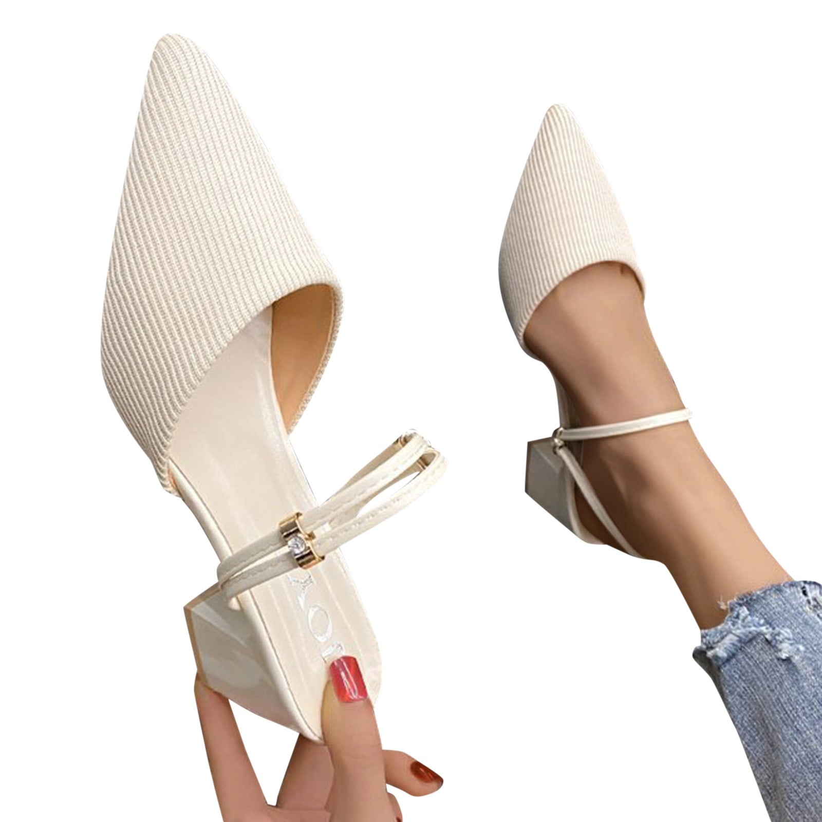 Oyedens Women's Mules Sandals Dress Shoes Fashion Pointed Toe Block ...