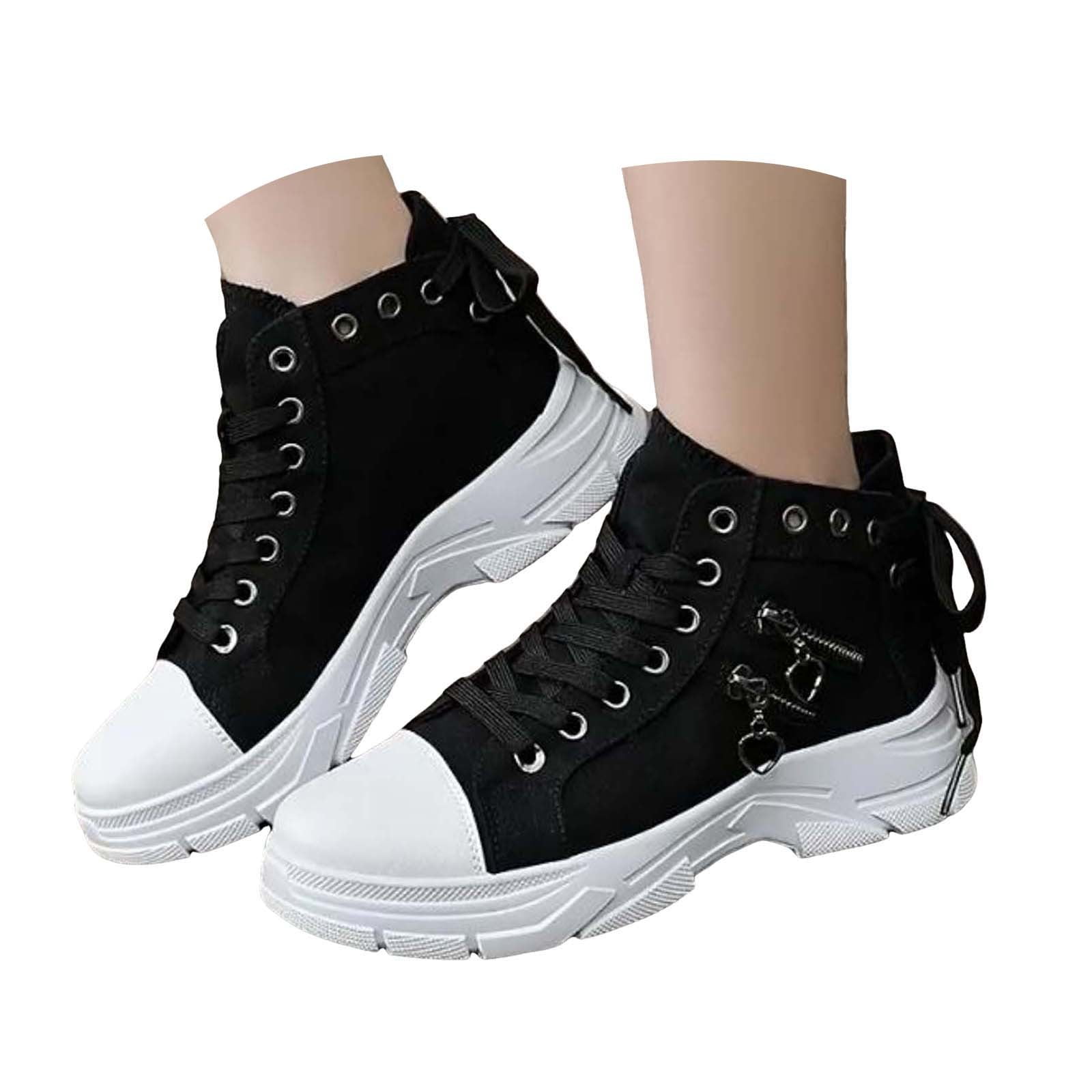 Oyedens Women's Platform High Top Fashion Sneakers Casual Denim Canvas ...