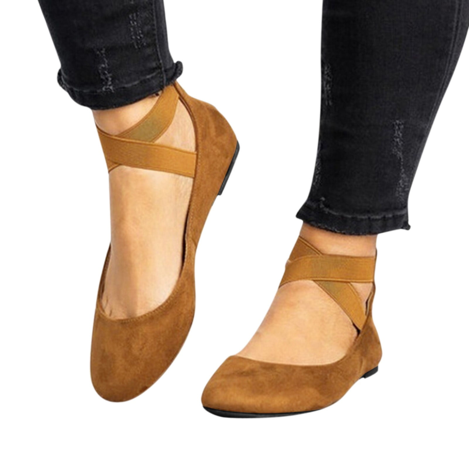 Oyedens Womens Ballet Flats with Back Zip Fashion Casual Strappy Dance ...