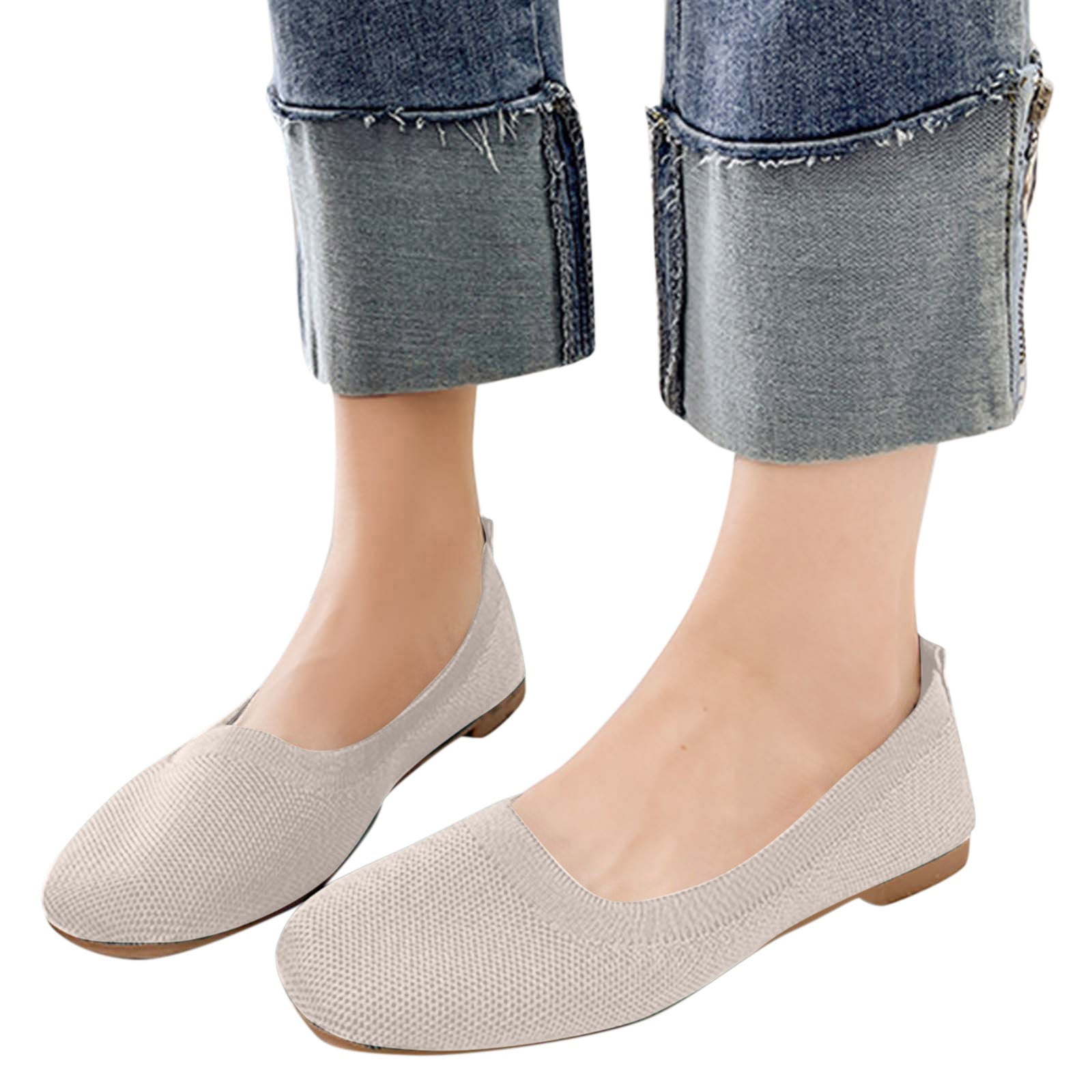 Oyedens Womens Slip On Loafers Rollable Portable Square Toe Low Heels ...