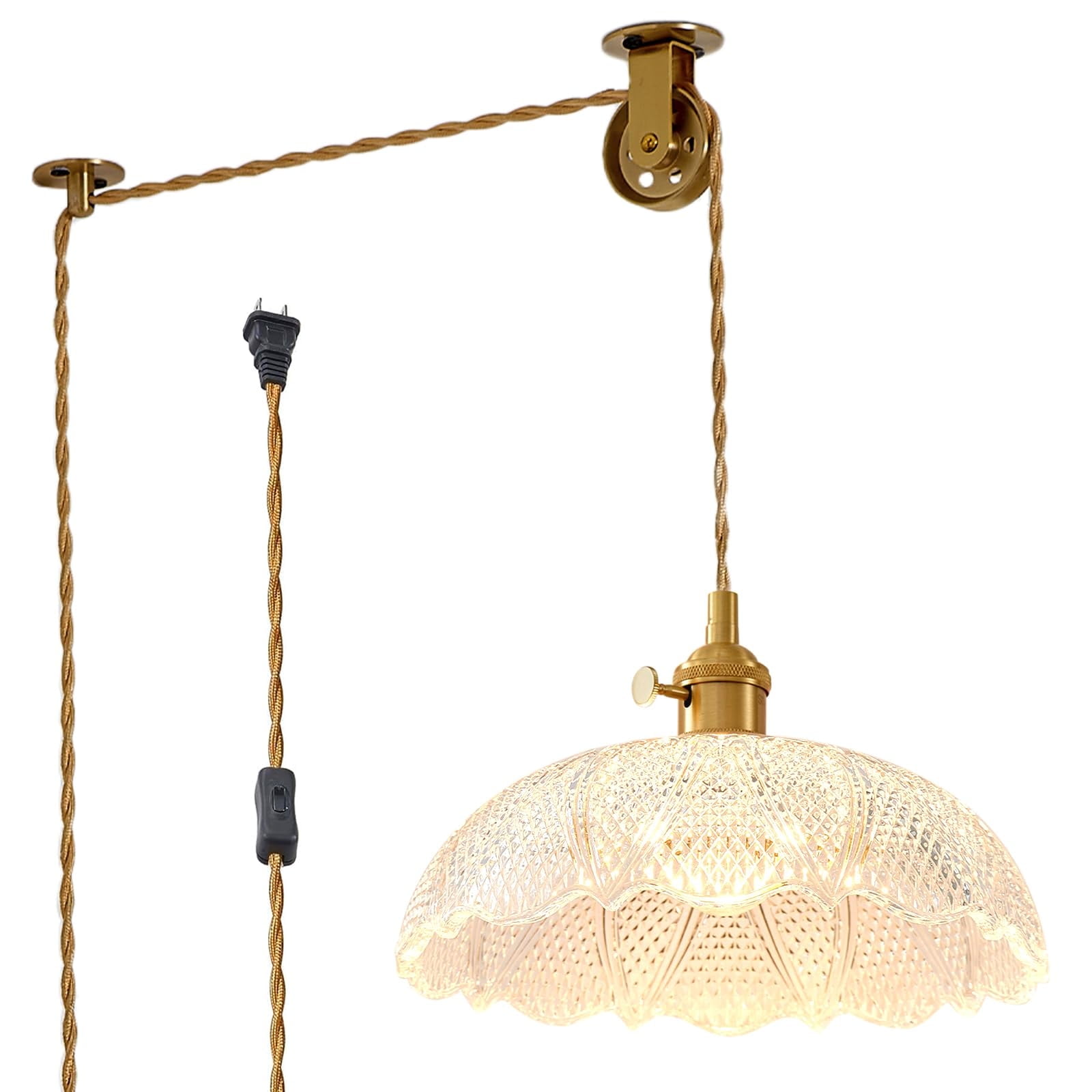 Oyisen Hanging Lamp Plug in,Golden Adjustable Light Cord Plug in ...