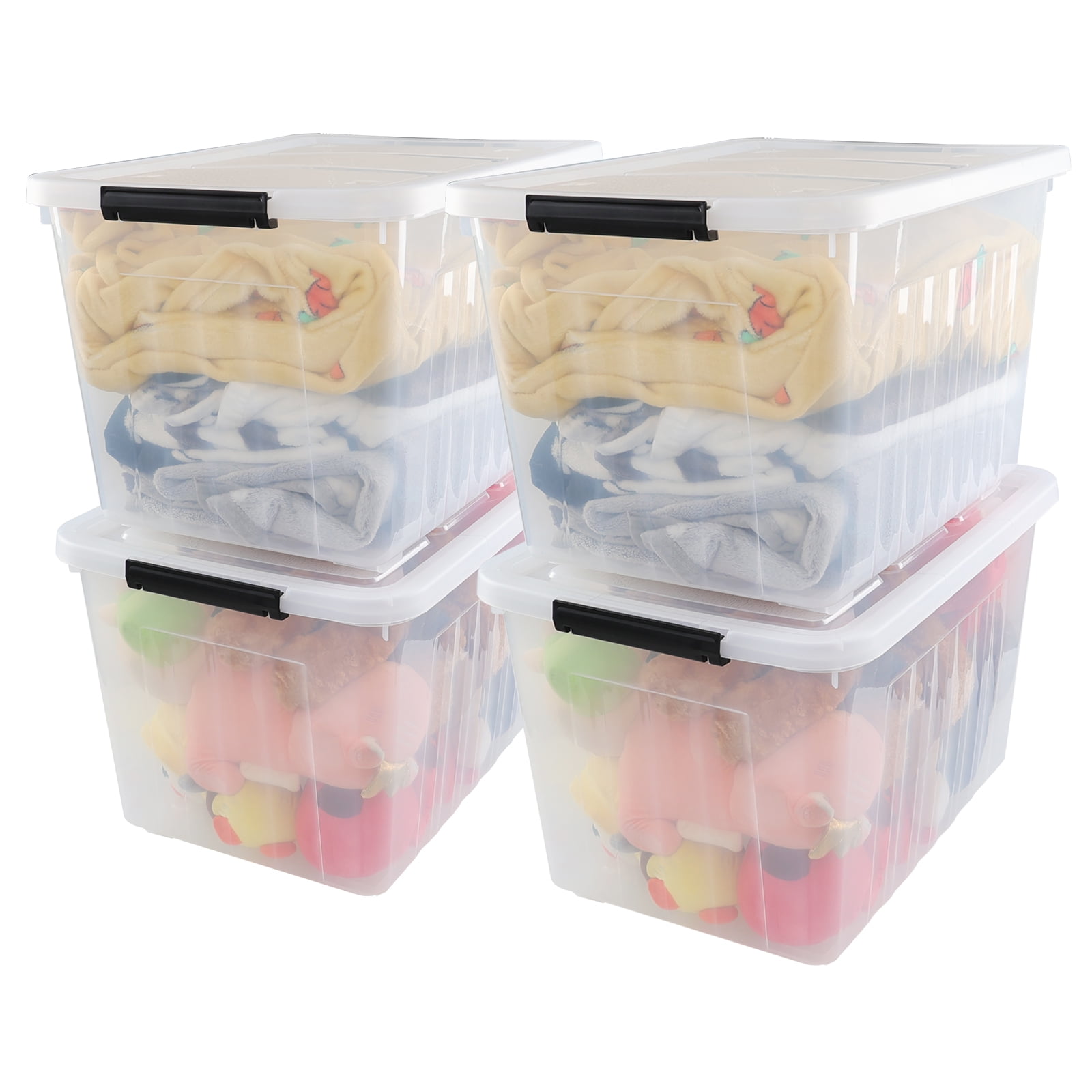 Oymlclivisa 70 Quart Clear Plastic Latching Box, Large Plastic Storage ...