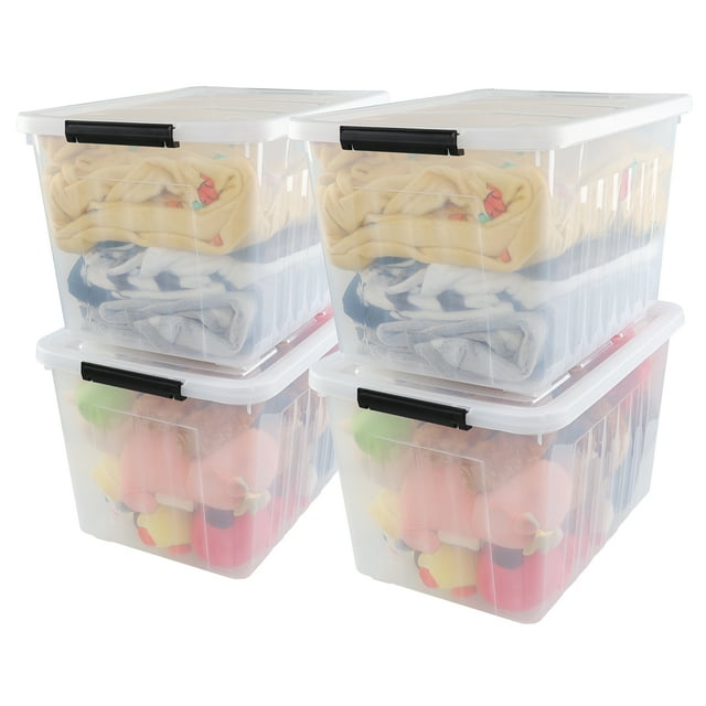 Oymlclivisa 70 Quart Clear Plastic Latching Box, Large Plastic Storage ...