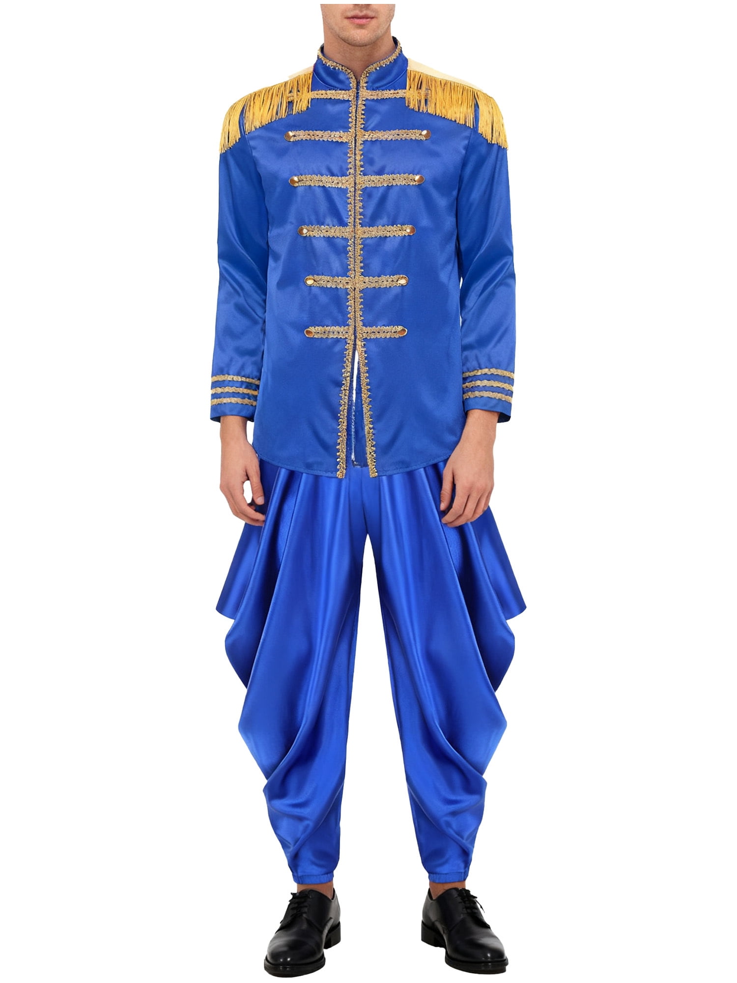 Oyolan 2 Piece Mens Arab Prince Outfits Set Shiny Satiny Long Sleeve ...