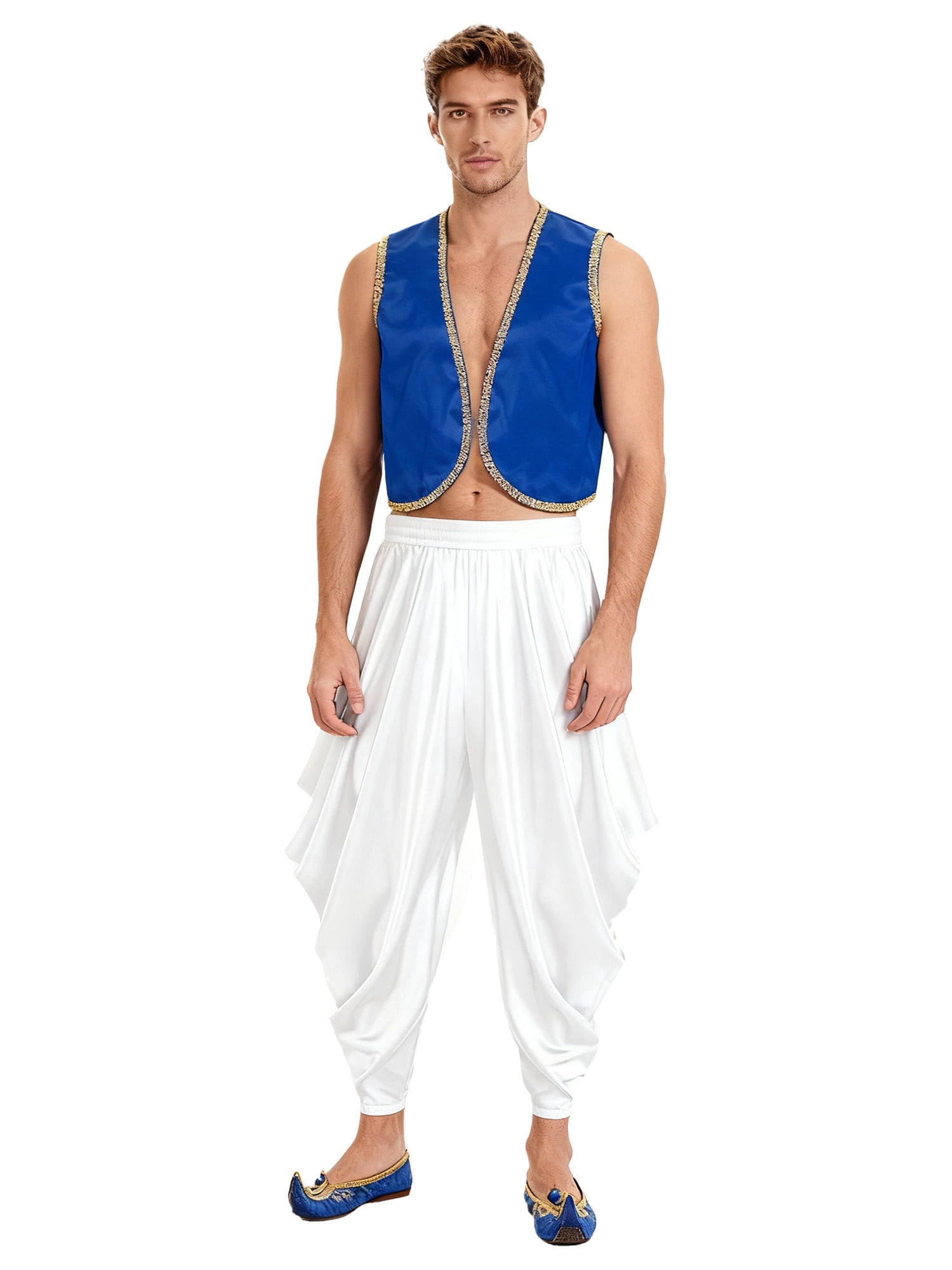 Oyolan Gold Trim Arab Prince Themed Outfits for Men Open Front Vest ...