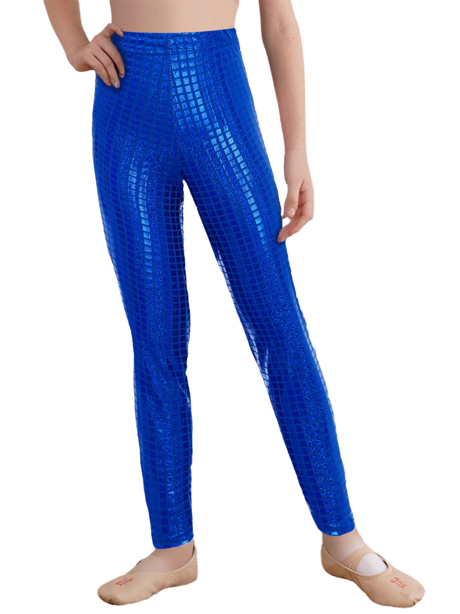Oyolan Kids Boys Girls Hippie Dance Pants Shiny Metallic Leggings Jazz ...