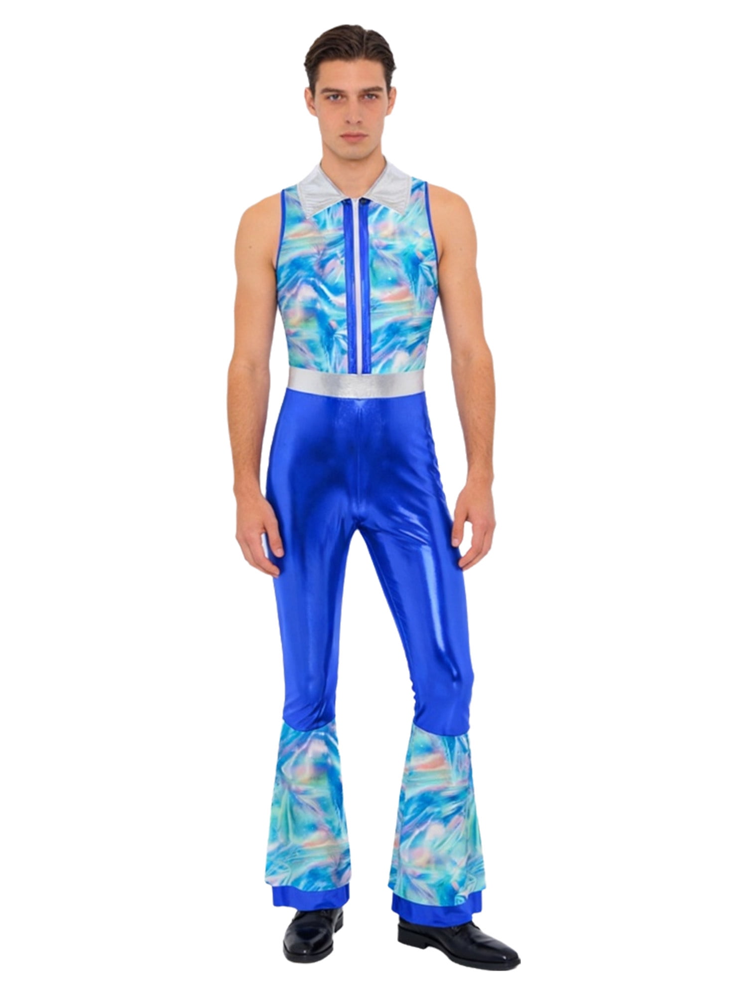 Oyolan Men's Disco Rompers Jumpsuit 70s 80s Outfits Bodysuit Shiny ...