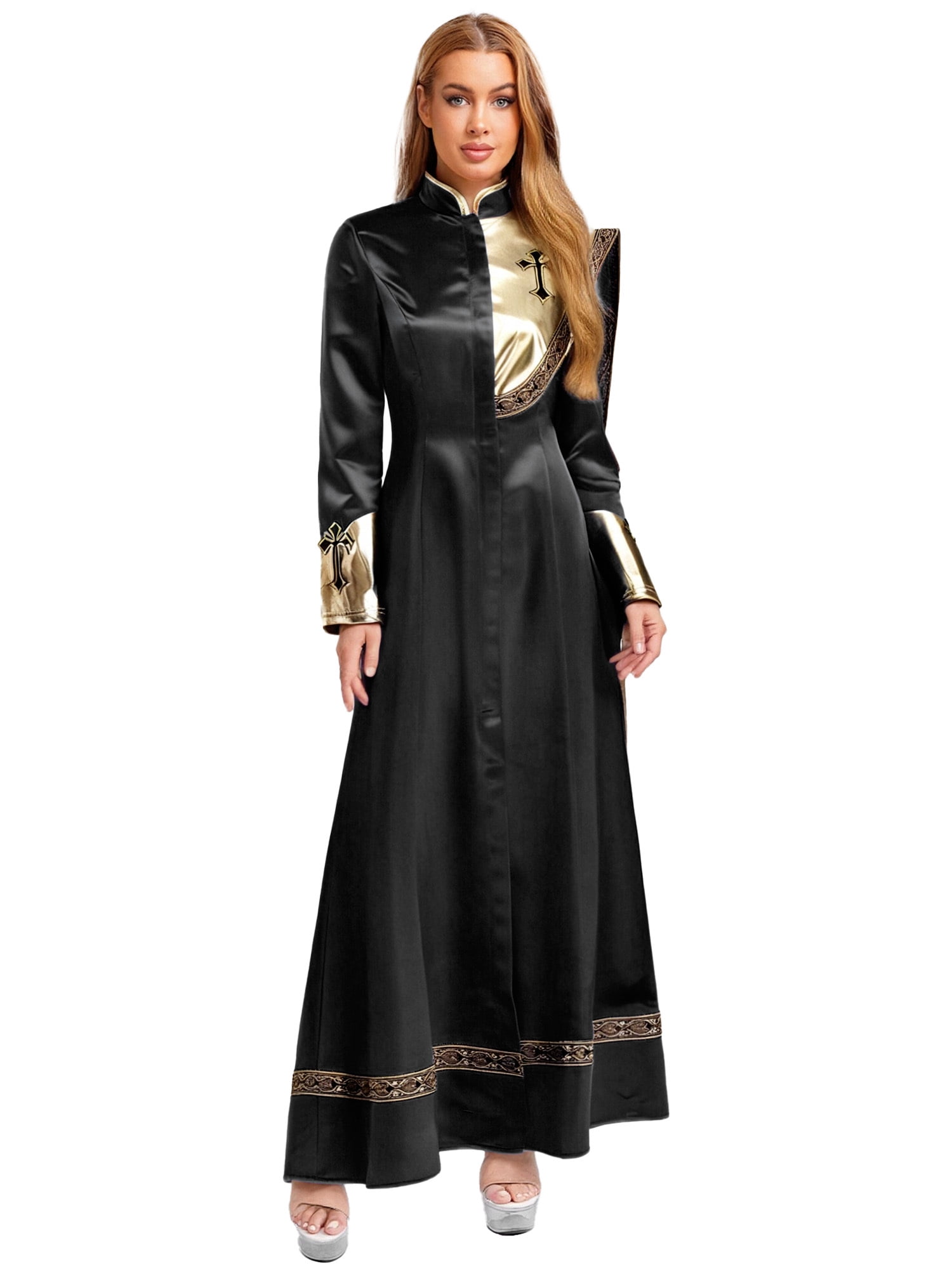 Oyolan Women's Clergy Dresses Medieval Minister Robe Outfits Church ...