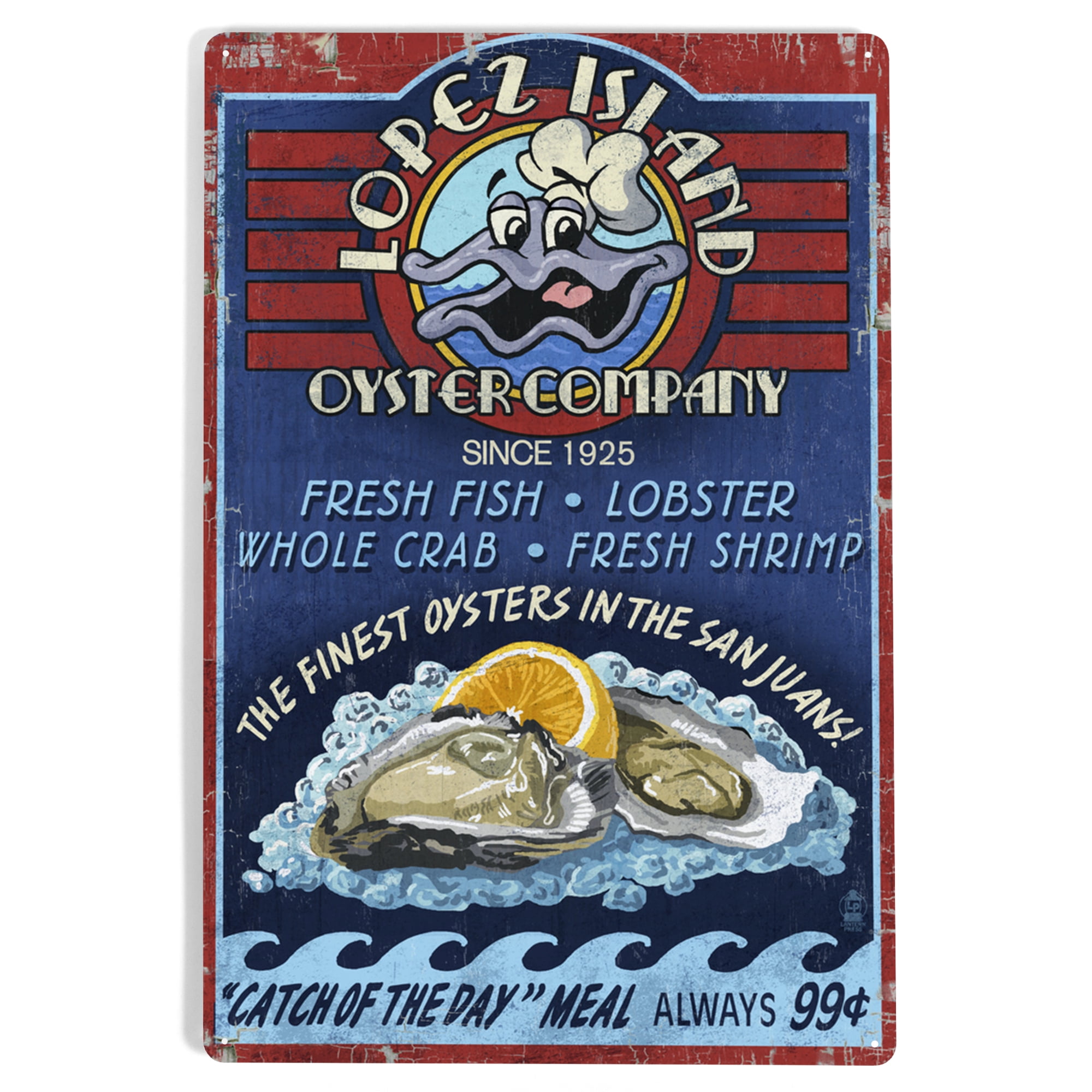 Oyster Bar Vintage Sign, Lopez Island, Washington (12x18 Aluminum Art ...