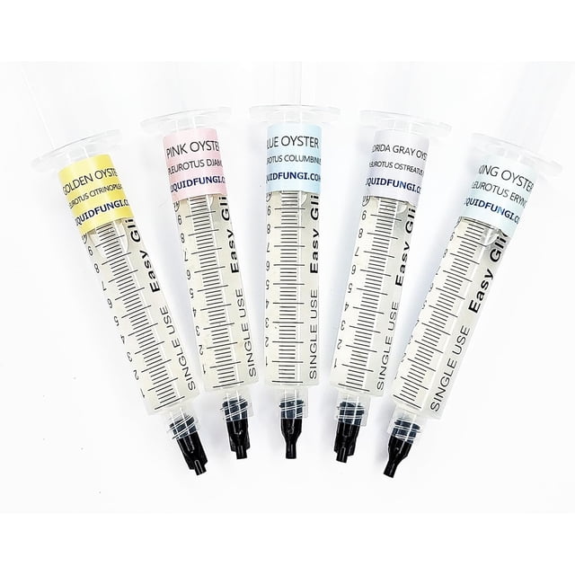 Oyster Mushroom Liquid Culture Syringe 5 Pack - Spore Free Live ...