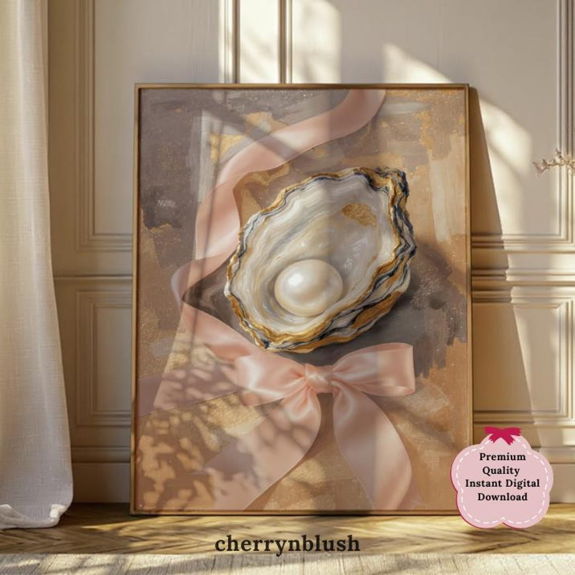 Oyster Pearl Poster: Coastal Glam Wall Art, Unframed Poster Size 12x18 ...