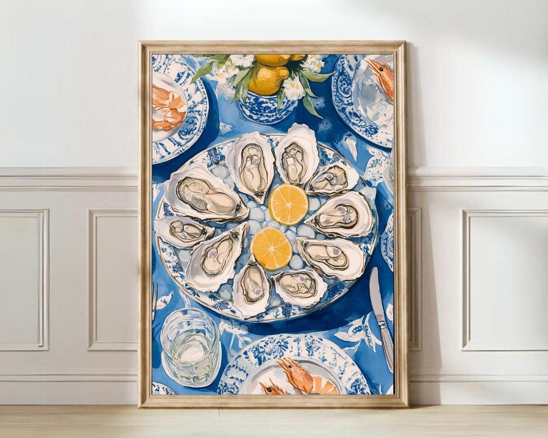 Oyster Print Oyster Painting Oyster Plate Print Seafood Print Sardine ...