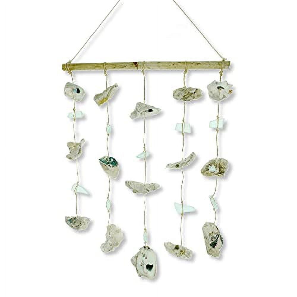 Oyster Shell Capiz Windchime - 17" Indoor Outdoor Hanging Coastal Home ...