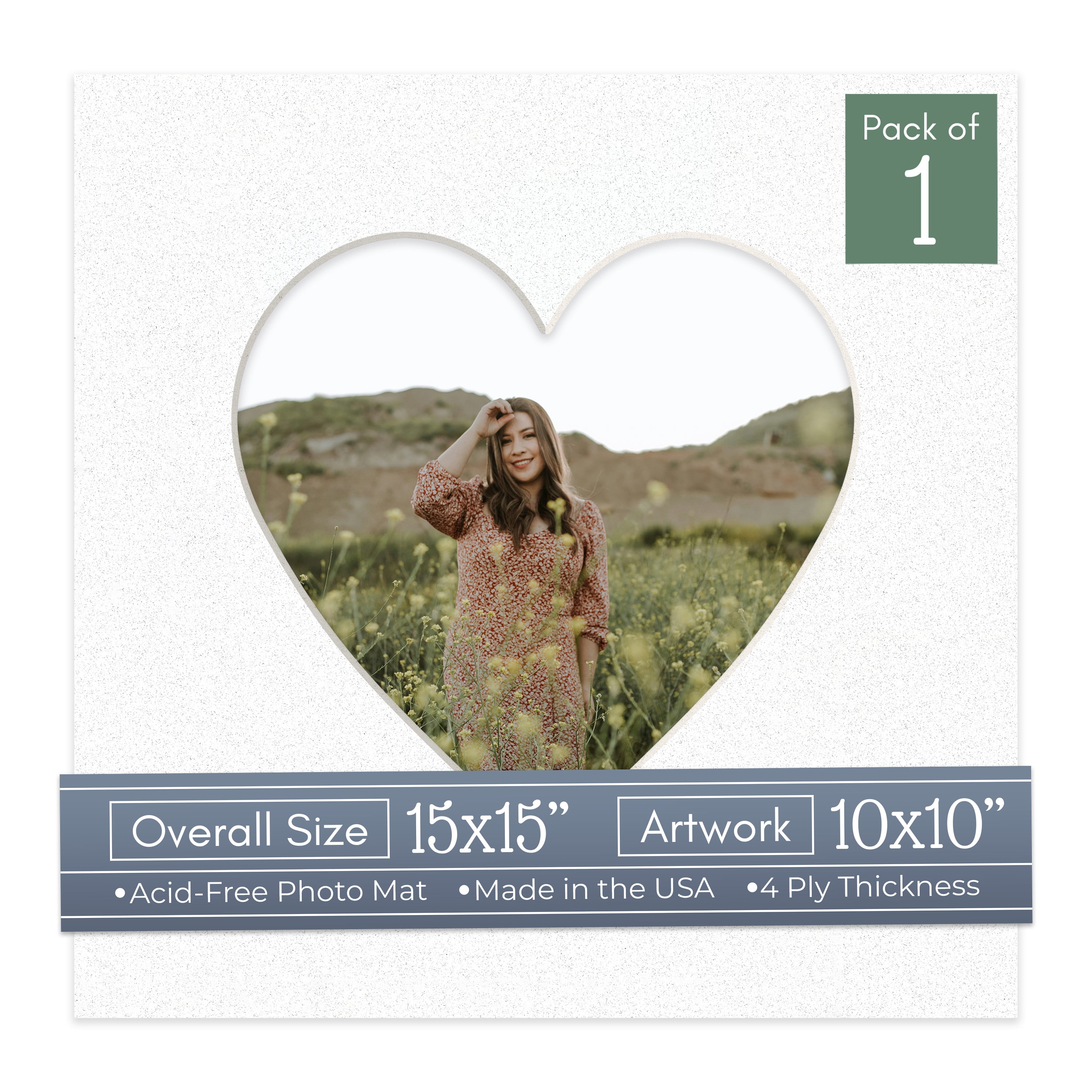 Oyster Shell White Picture Frame Mat for 15x15 Frames - Heart Opening ...
