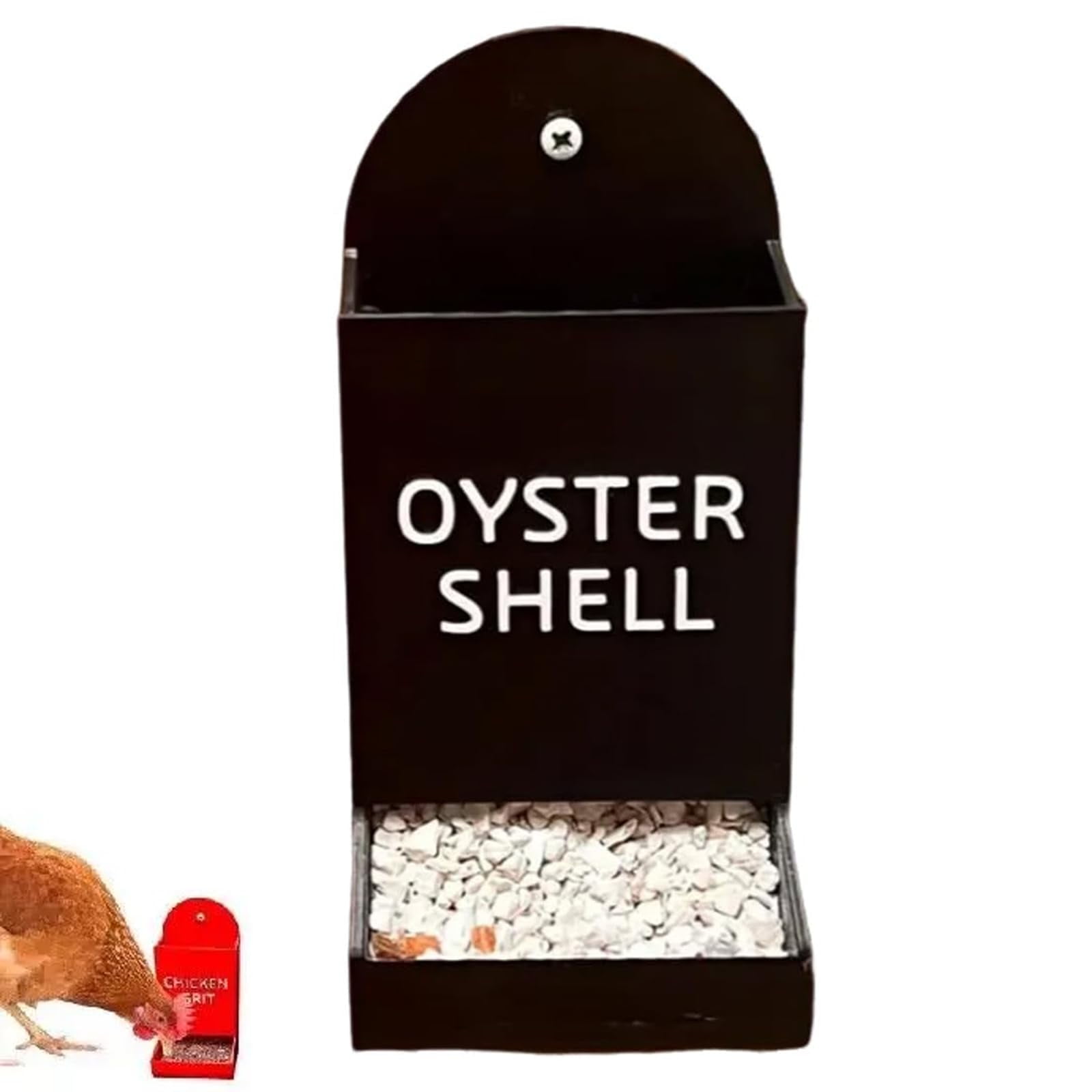 Oyster Shell and Grit Feeder, Hanging Chicken Feeder Trough, Chicken Coop Accessories (Black-B ...