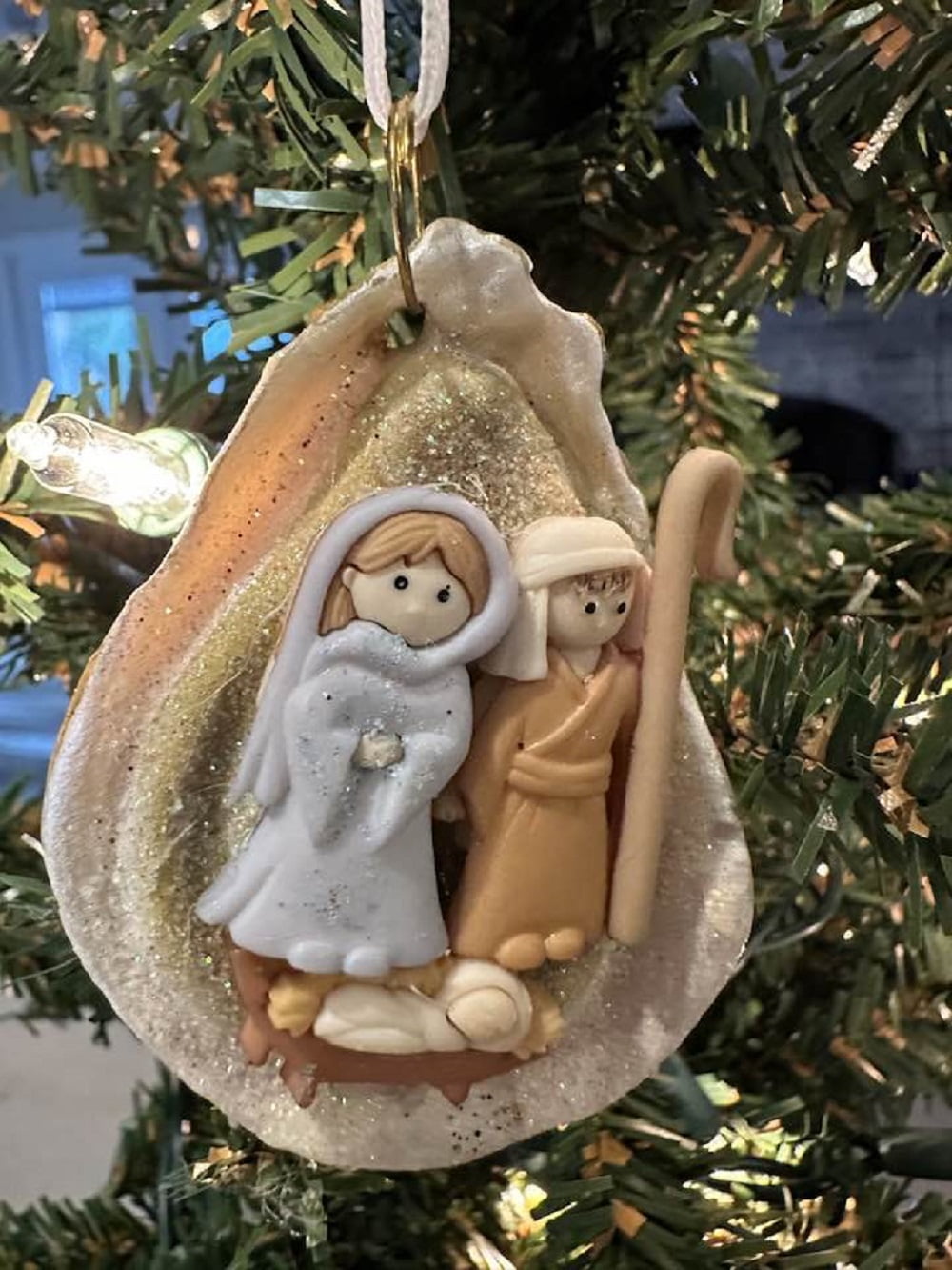Oyster Shell replica Christmas Ornament Nativity Louisiana New Orleans ...