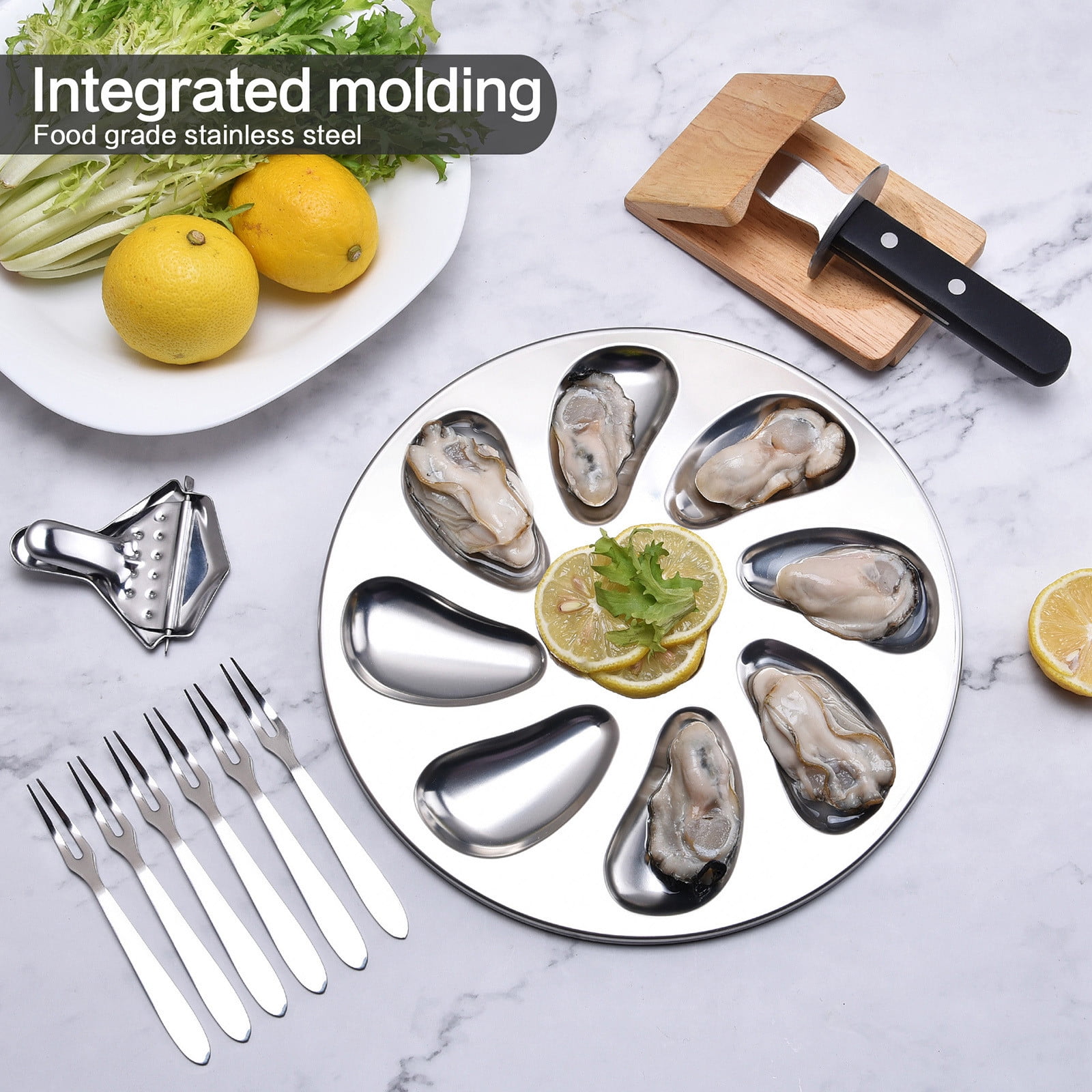 Oyster Shucking Clamp & Knife Set | 6-Piece Seafood Tool Kit with ...