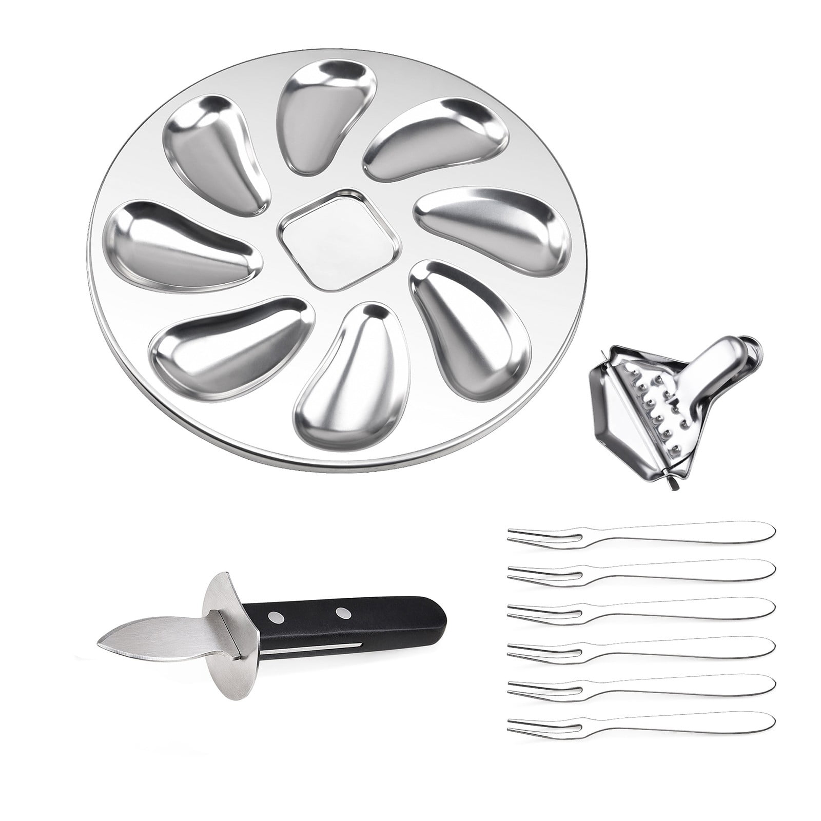 Oyster Shucking Kit with Clamp & Knife | Stainless Steel Seafood Tool ...