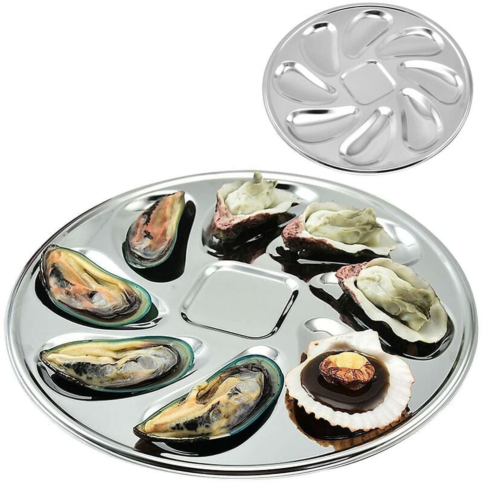 Oyster plate, a set of 2 stainless steel oyster plates, oyster shell ...