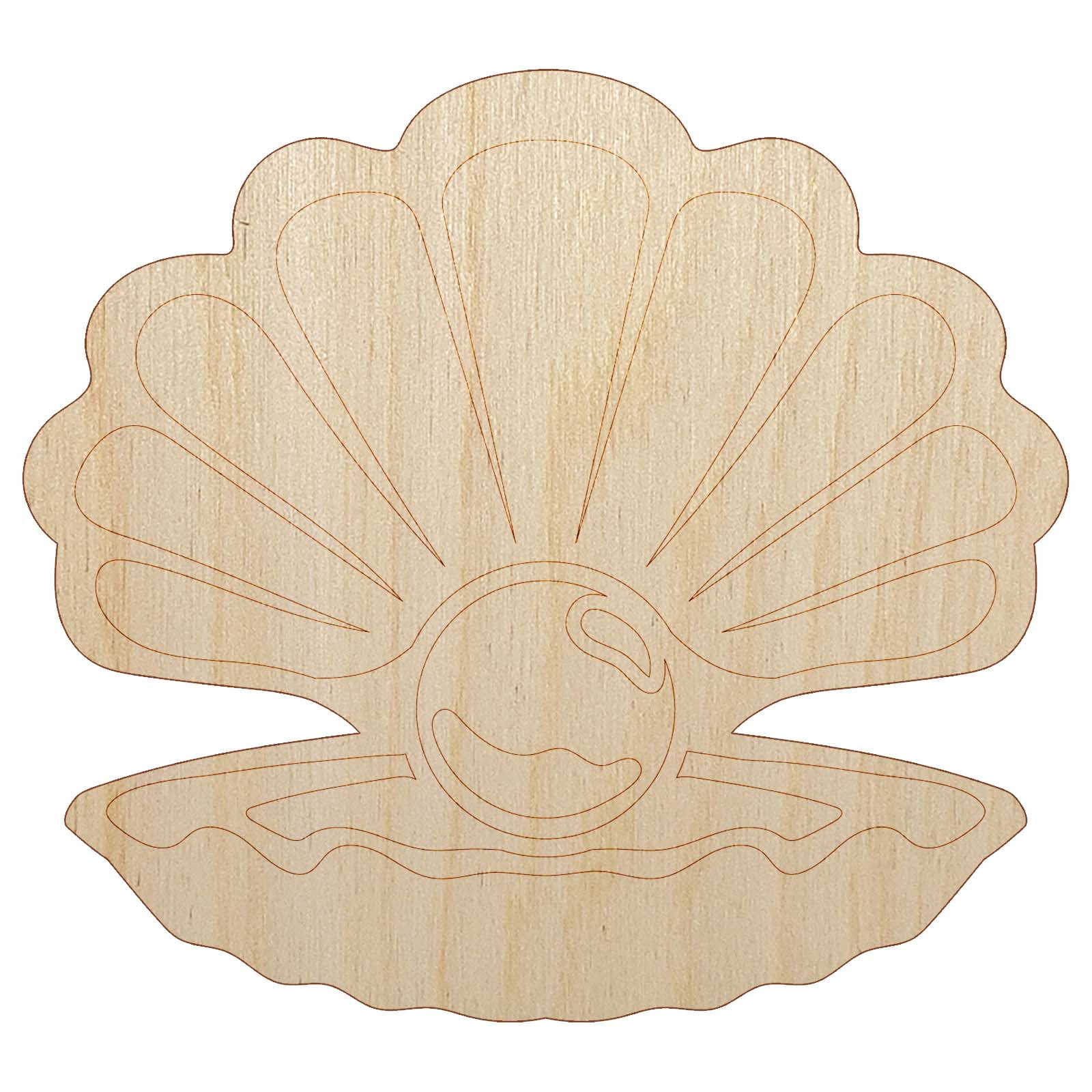 Oyster with Pearl Sea Shell Wood Shape Unfinished Piece Cutout Craft ...