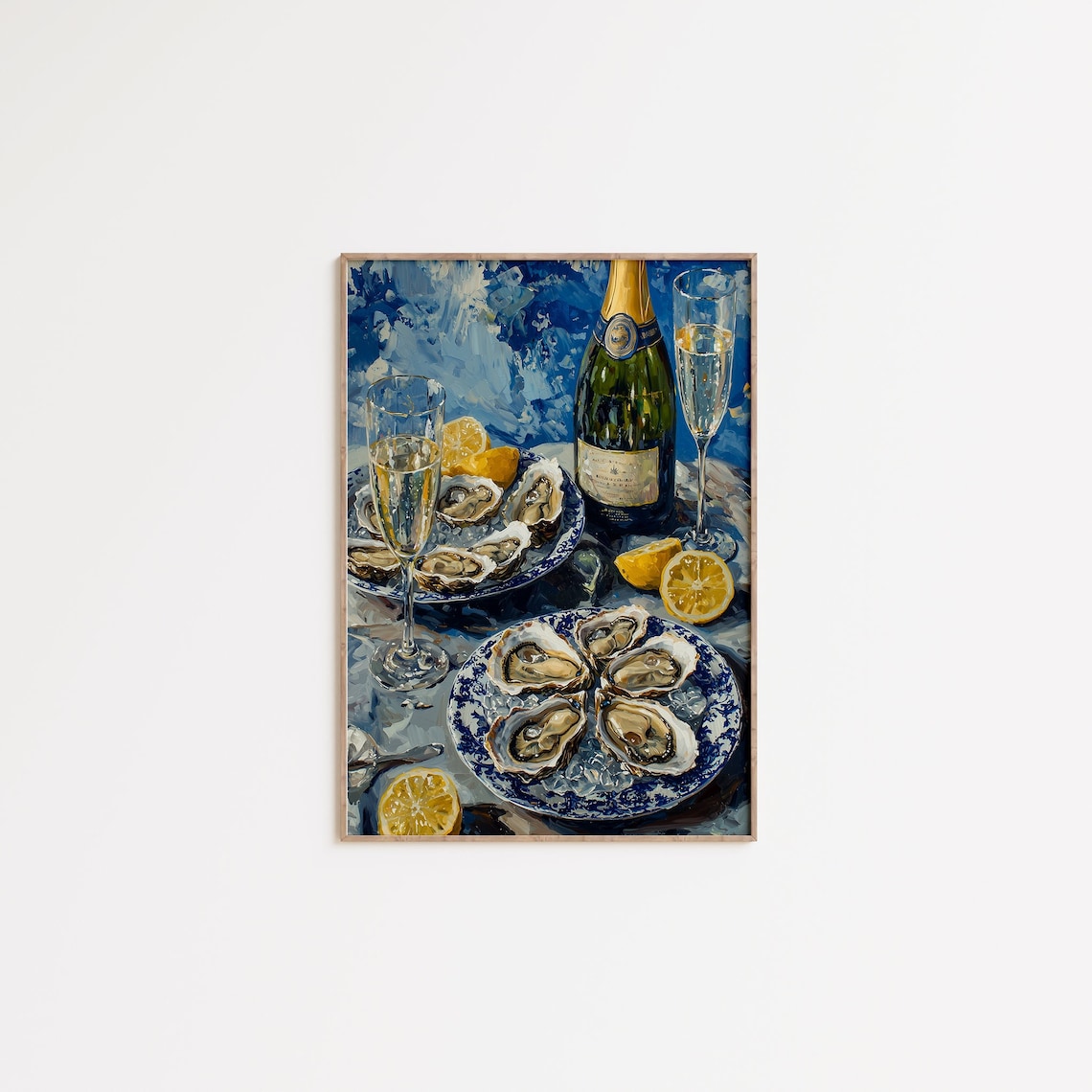 Oysters And Champagne Wall Art, Still Life Seafood And Wine Art Print ...