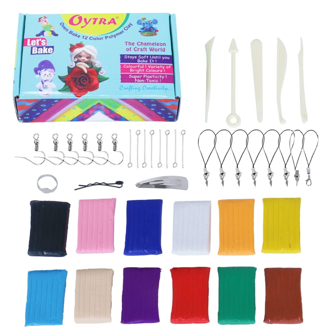 Oytra 12 Color Polymer Oven Bake Clay Set Colours For Jewellery Rakhi ...