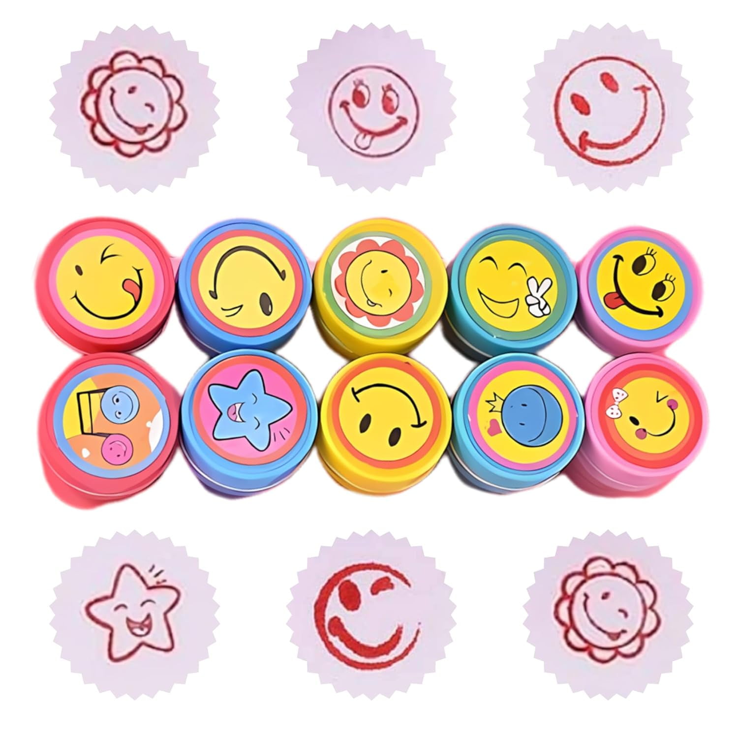 Oytra Emoji Stamps for Kids Set of 10 Stationery Rubber Self Inking ...