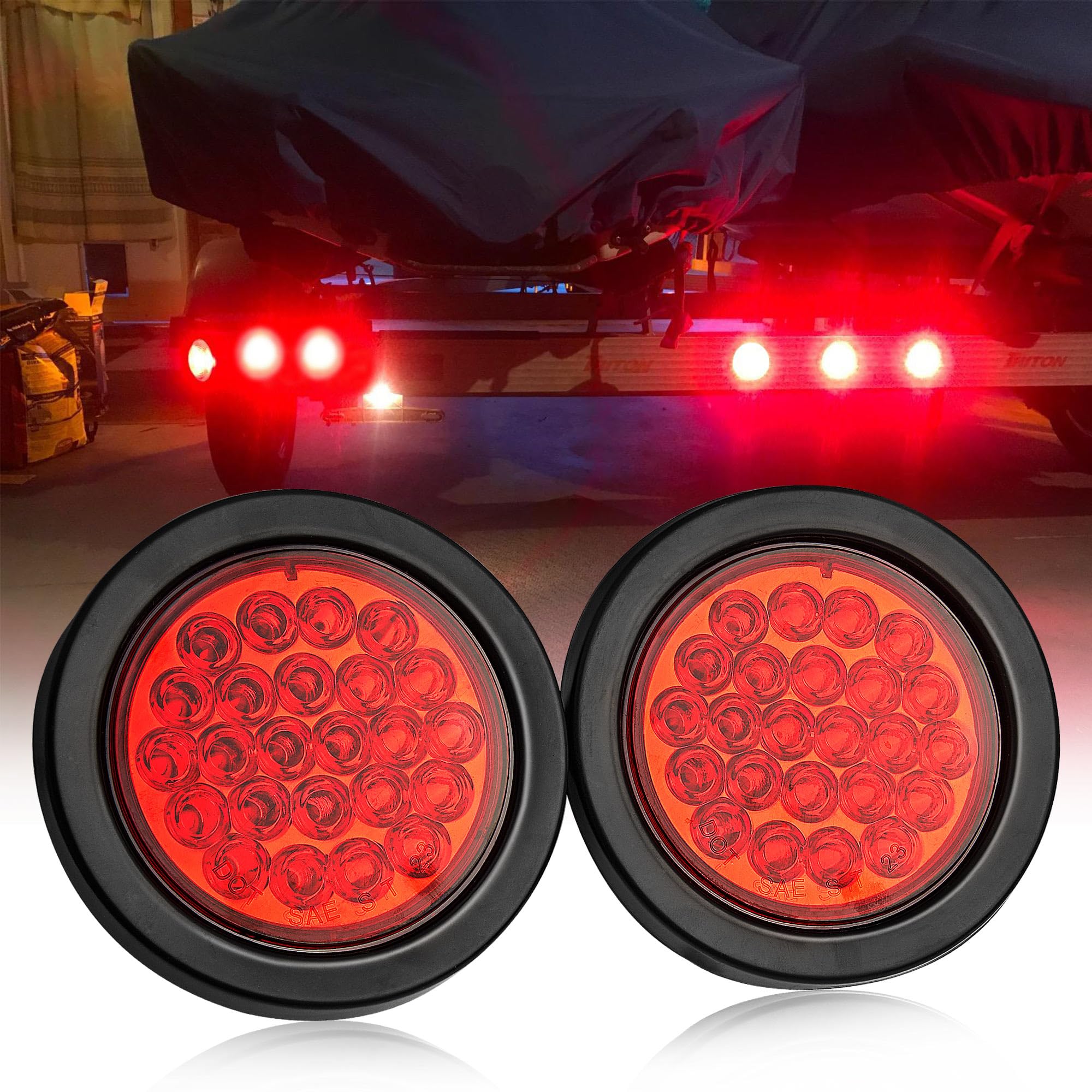 Oyviny 4 Inch 24LED IFF17 Round LED Trailer Tail Light with Surface ...