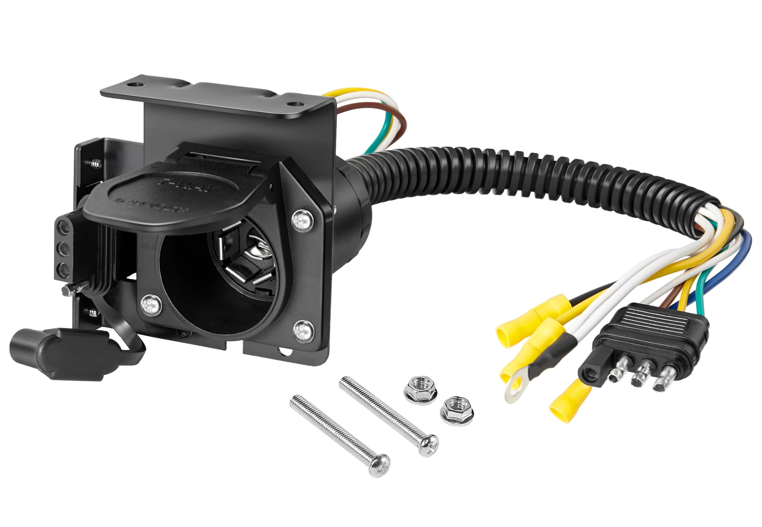 Oyviny 4-Way Flat to SSF20 7-Way Round Blade 4 Way Trailer Wiring Harness Adapter Vehicle-Side 4 ...