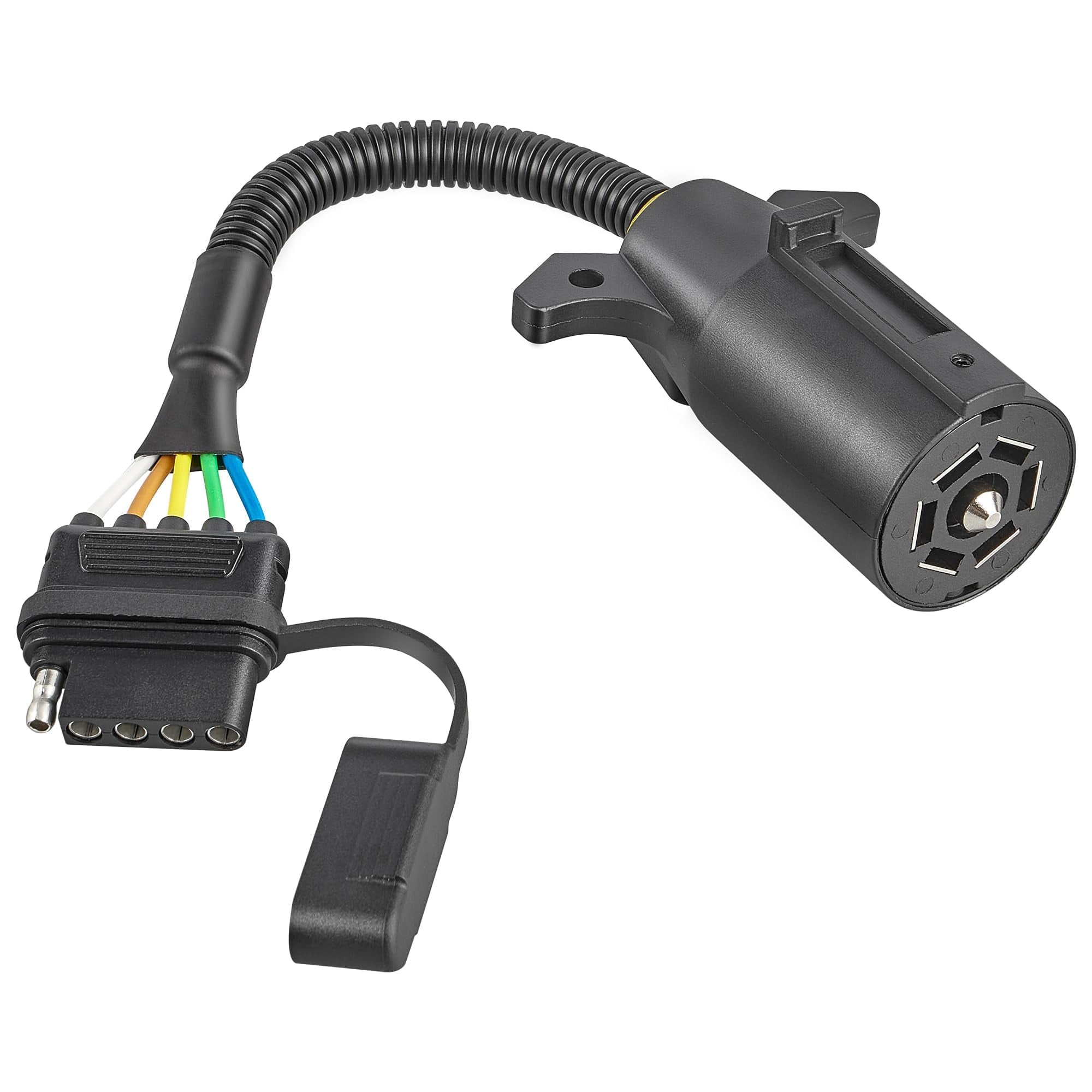 Oyviny Pin to RRF12 5 Pin Trailer Way Round to 5 Way Flat Trailer Plug, RV Blade Way to 5 Pin ...