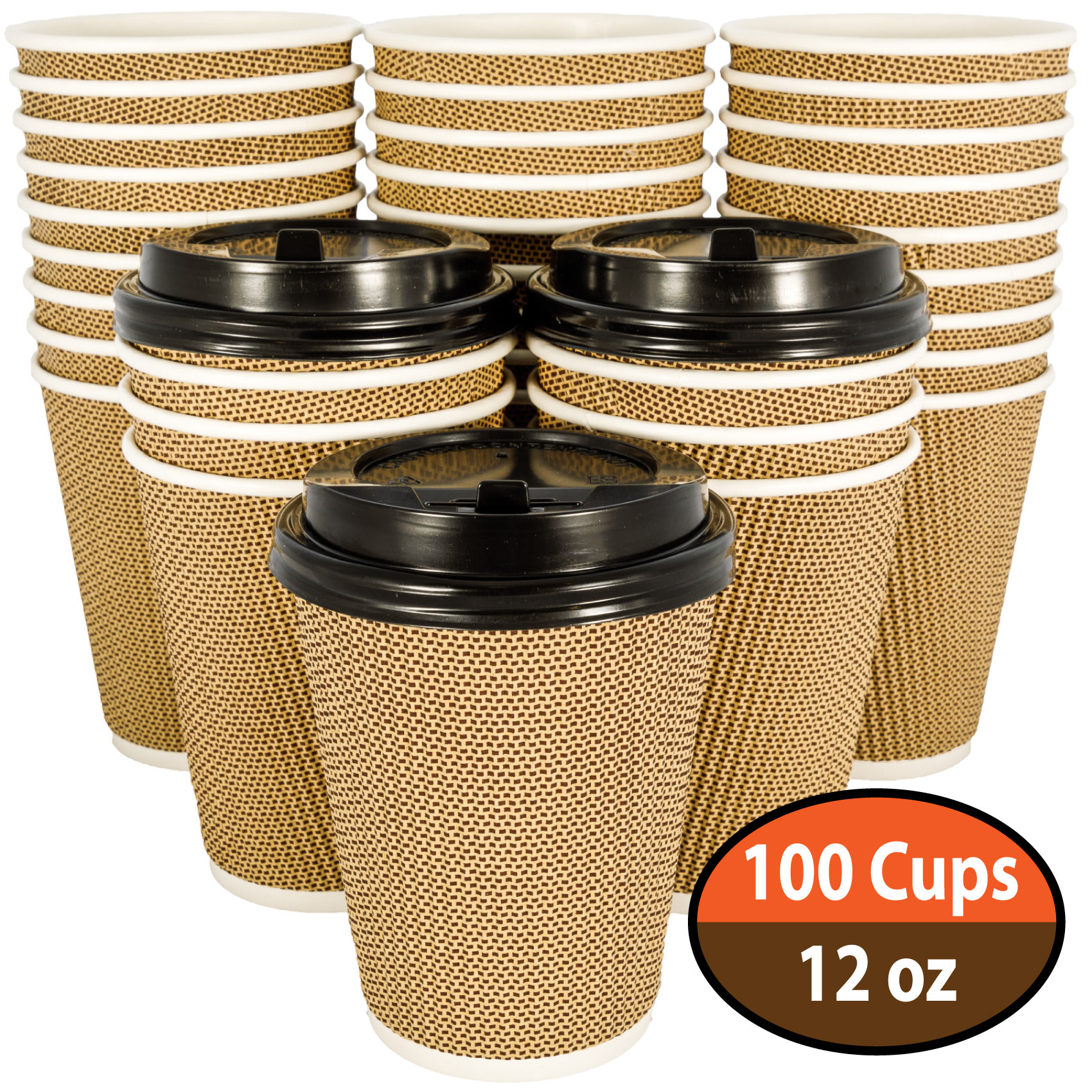 [40 Sets 12 Oz] Insulated Disposable Coffee Hot Cups with Lids ...
