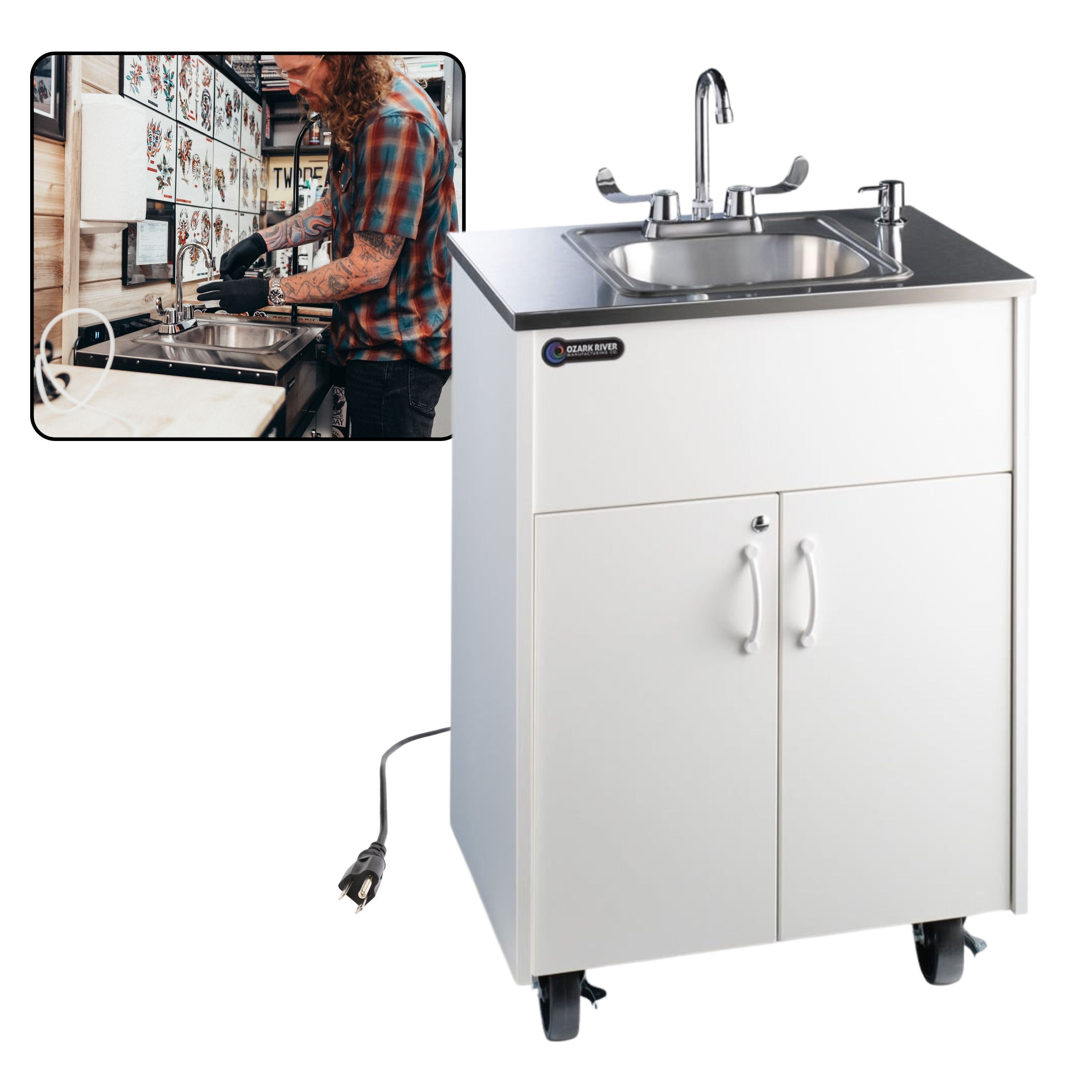 Ozark River Portable Sinks Premier S1 White, Portable Sink with Hot ...