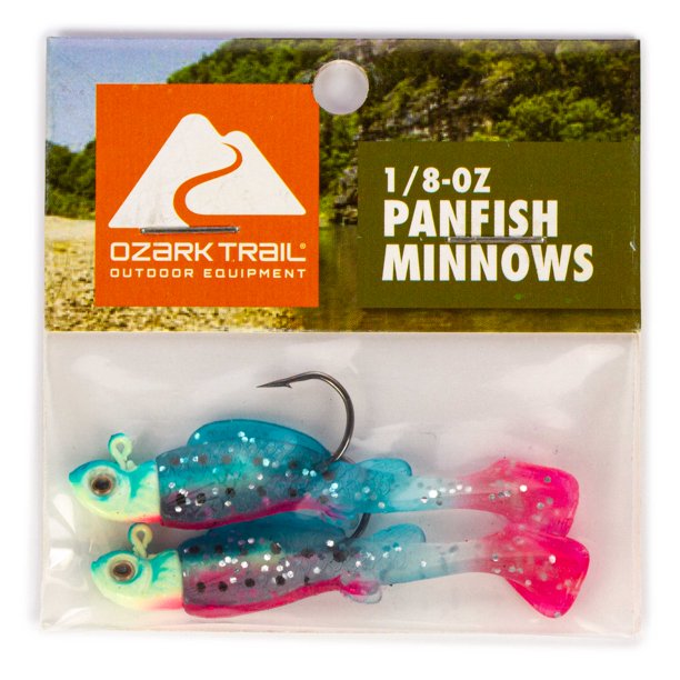 Ozark Trail 1/8 Ounce Blue/Pink Rigged Panfish Minnow Fishing Lure, 2 ...