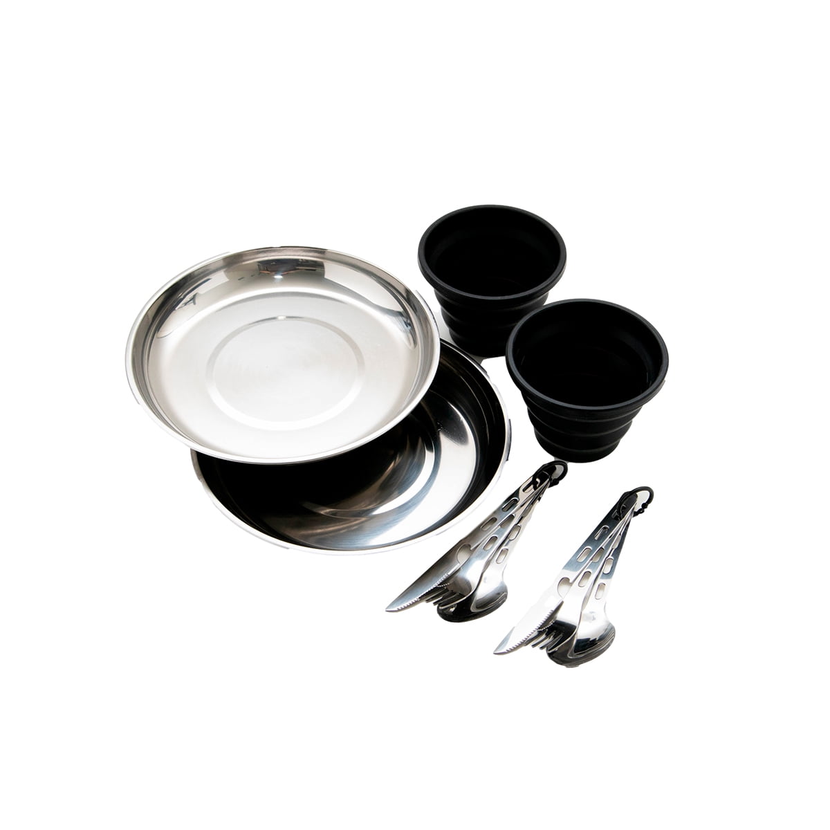 Ozark Trail (11 Piece) 2 Person Stainless Steel Table Setting & Cups ...
