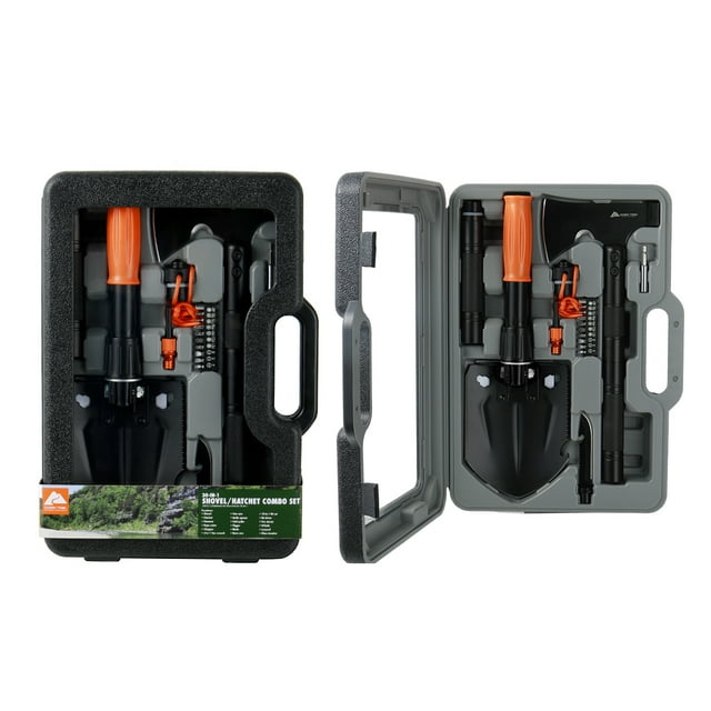 Ozark Trail 15.35 inch 30-in-1 Survival Kit, Aluminum Handle Folding Shovel with Hard Carrying ...