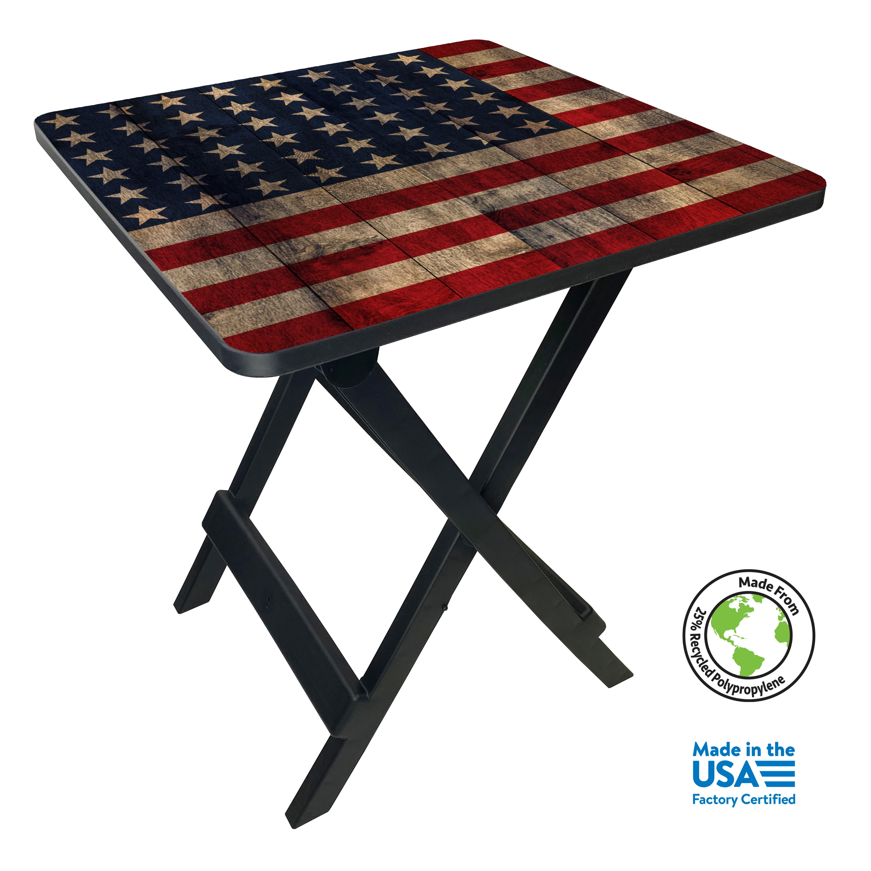 Ozark Trail 19-inch Plastic Folding Outdoor Camp Side Table, Flag Print ...