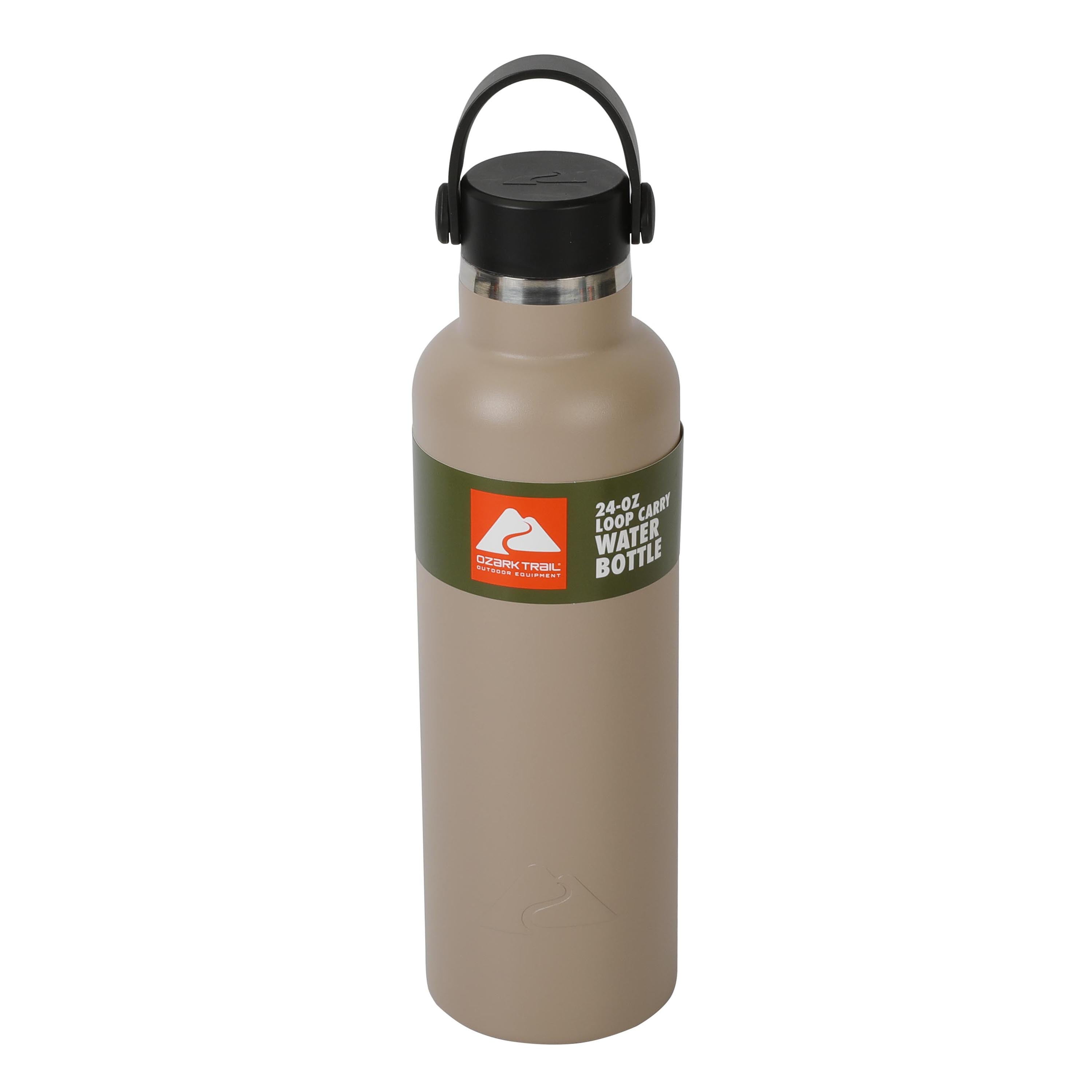 Ozark Trail Stainless Steel 24 oz Water Bottle in Tan with Loop Handle ...