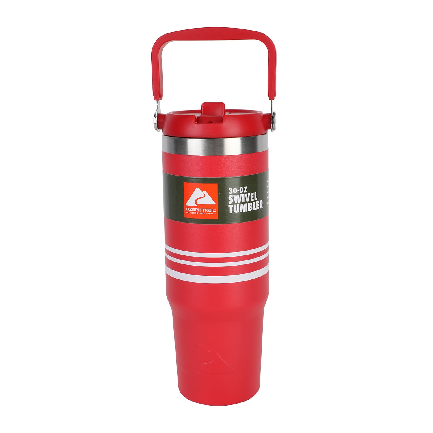 Ozark Trail 30 oz Stainless Steel Swivel Tumbler, Red Engine with White ...