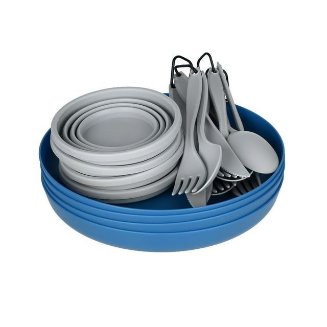 Ozark Trail 4 Person Table Set with Plastic Plates and Flatware, and ...