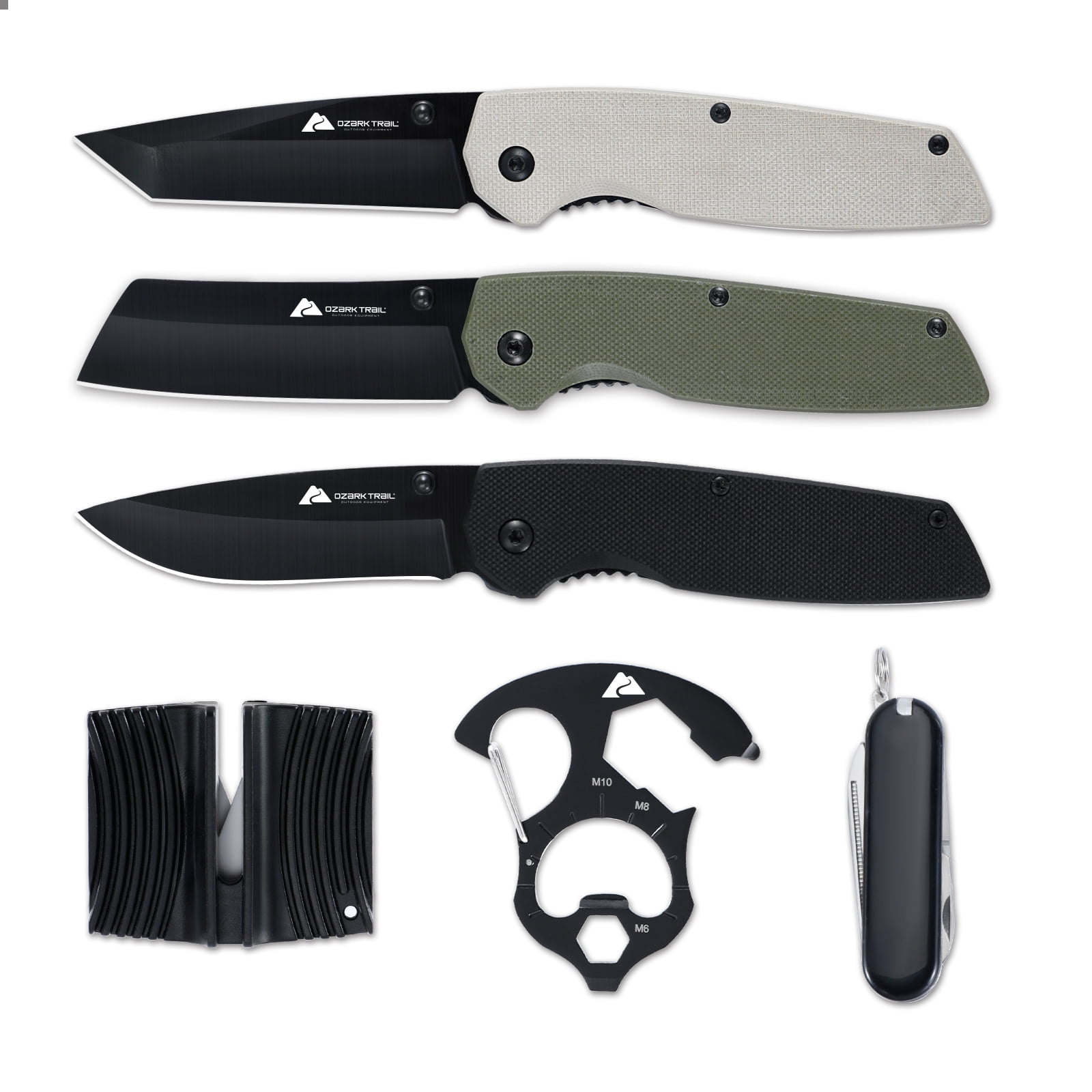 Ozark Trail 6 Pieces Combo Set,7 inch Folding Knives, 3CR Stainless ...