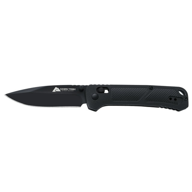 Ozark Trail 7.5 inch Folding Knife,D2 Blade,Ball Bearing,Black Handle ...