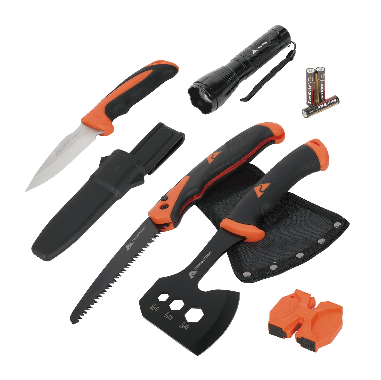 Ozark Trail Camping Tool Set with Hammer, Axe, Flashlight, Knives ...