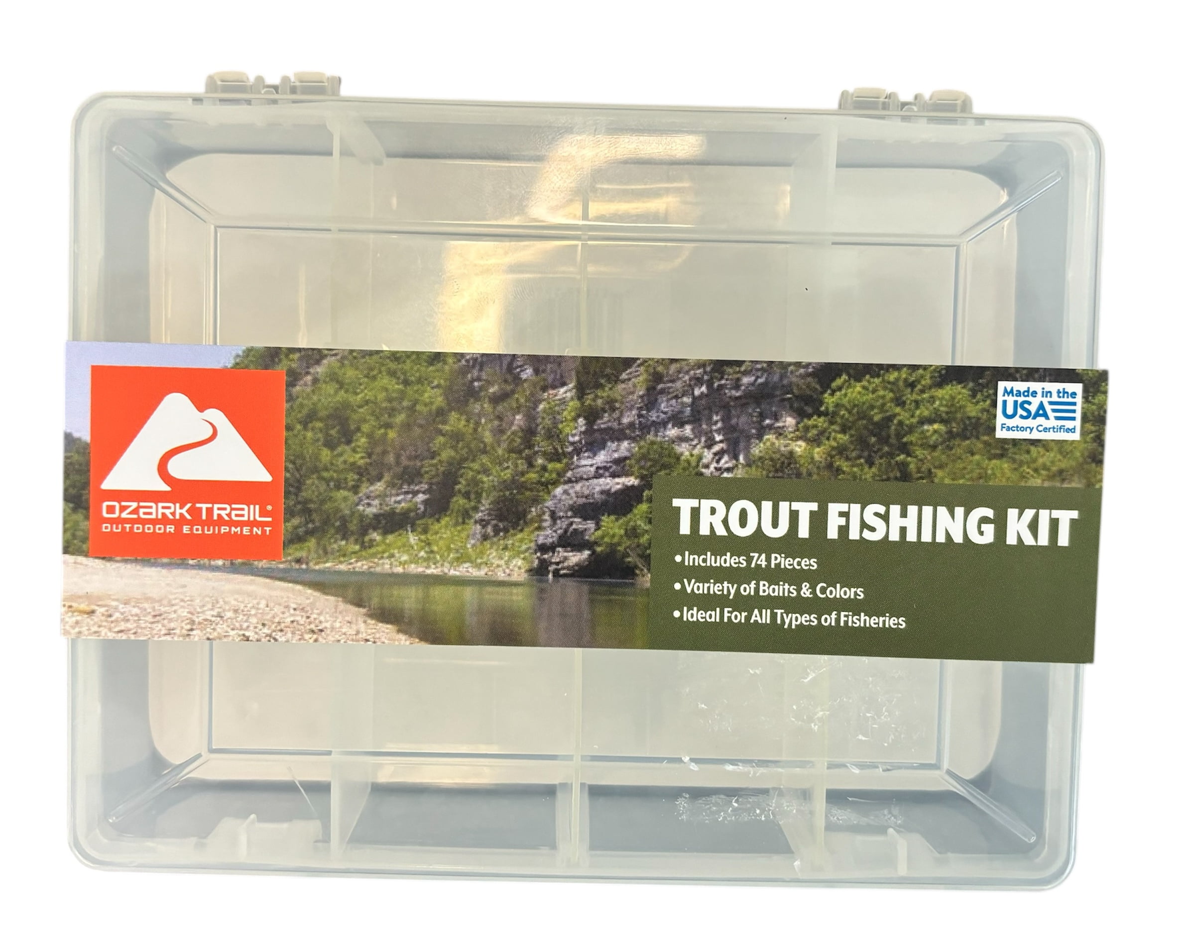 Ozark Trail 74Piece Trout Fishing Tackle Box Kit - Walmart.com