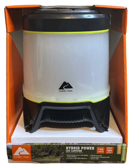 Ozark Trail 750 Lumen Hybrid Power LED Camping Lantern, Built-in ...